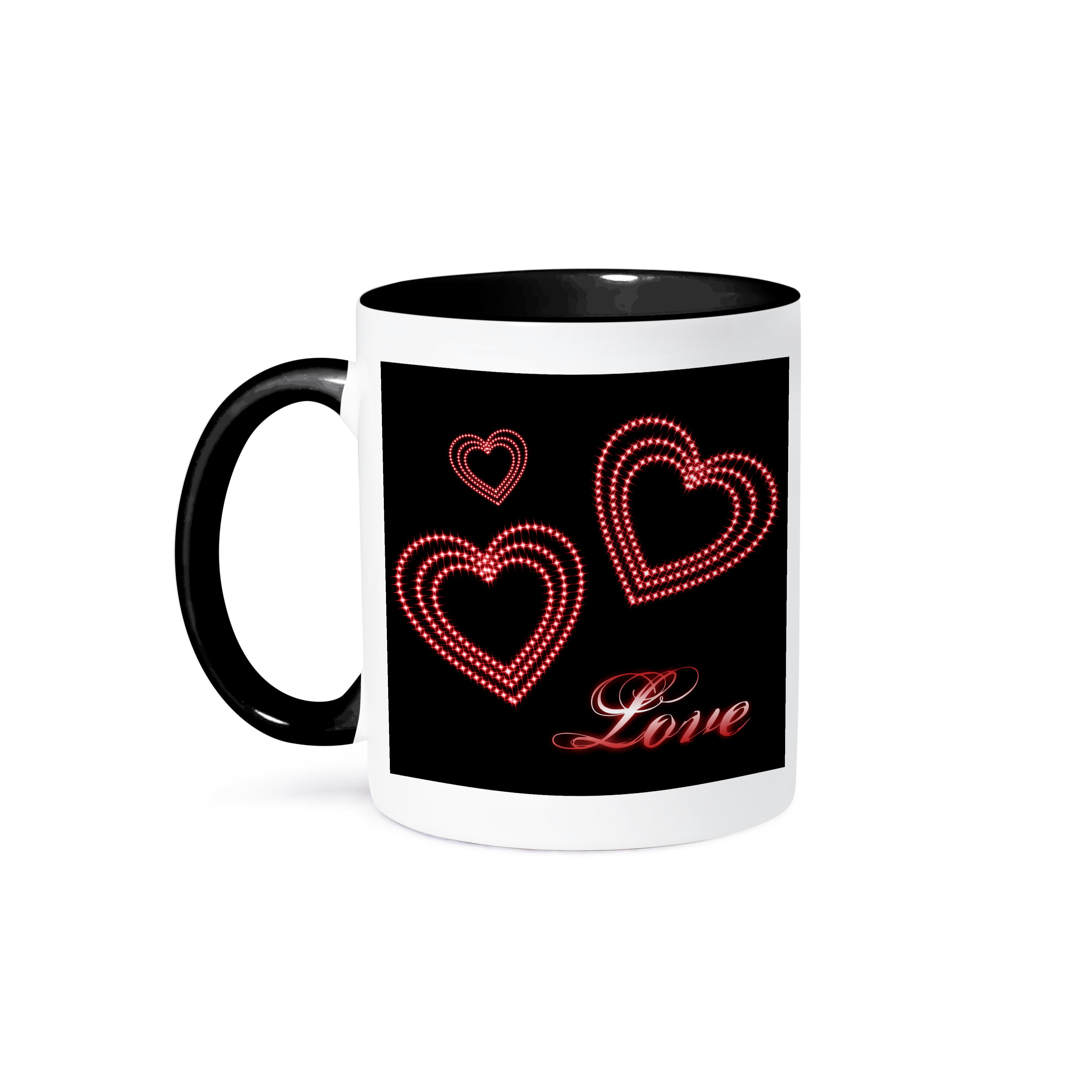3dRose, Red Classy Hearts And Love, 15oz Two-Tone Black Mug - Walmart.com