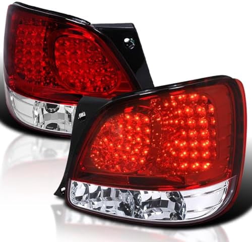 Red Clear Lens LED Tail Lights Compatible with 1998-2005 GS300/GS400 ...