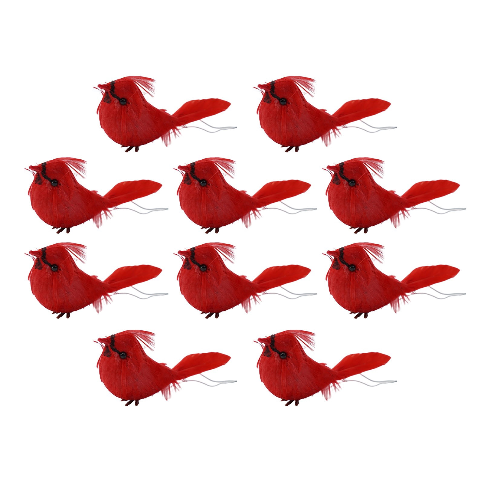 Red Clip-On Feathered Bird Christmas Tree Decorations with Metal Clips ...