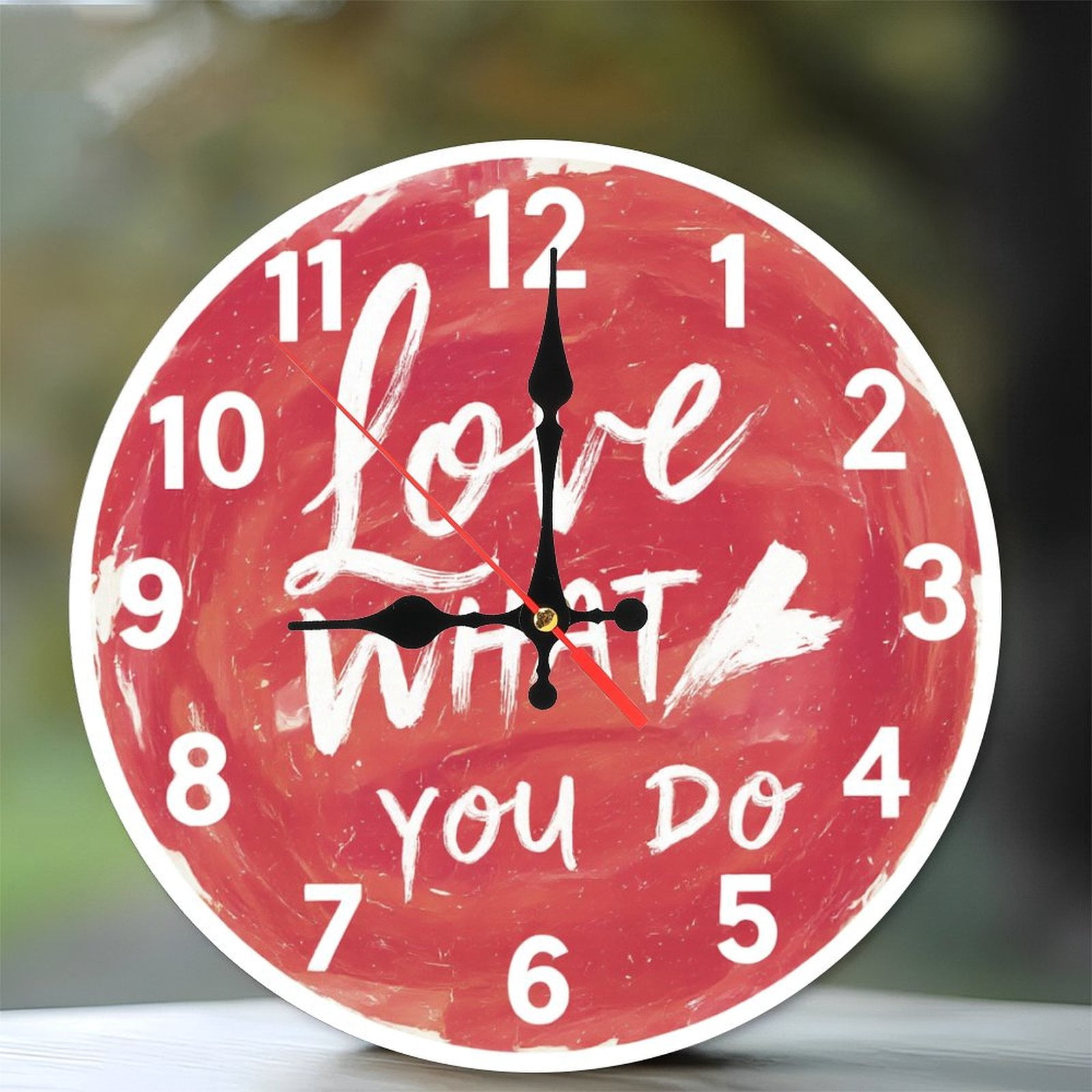 Red Clock Wall Decor Love What You Do Motivational Quote Art Home ...