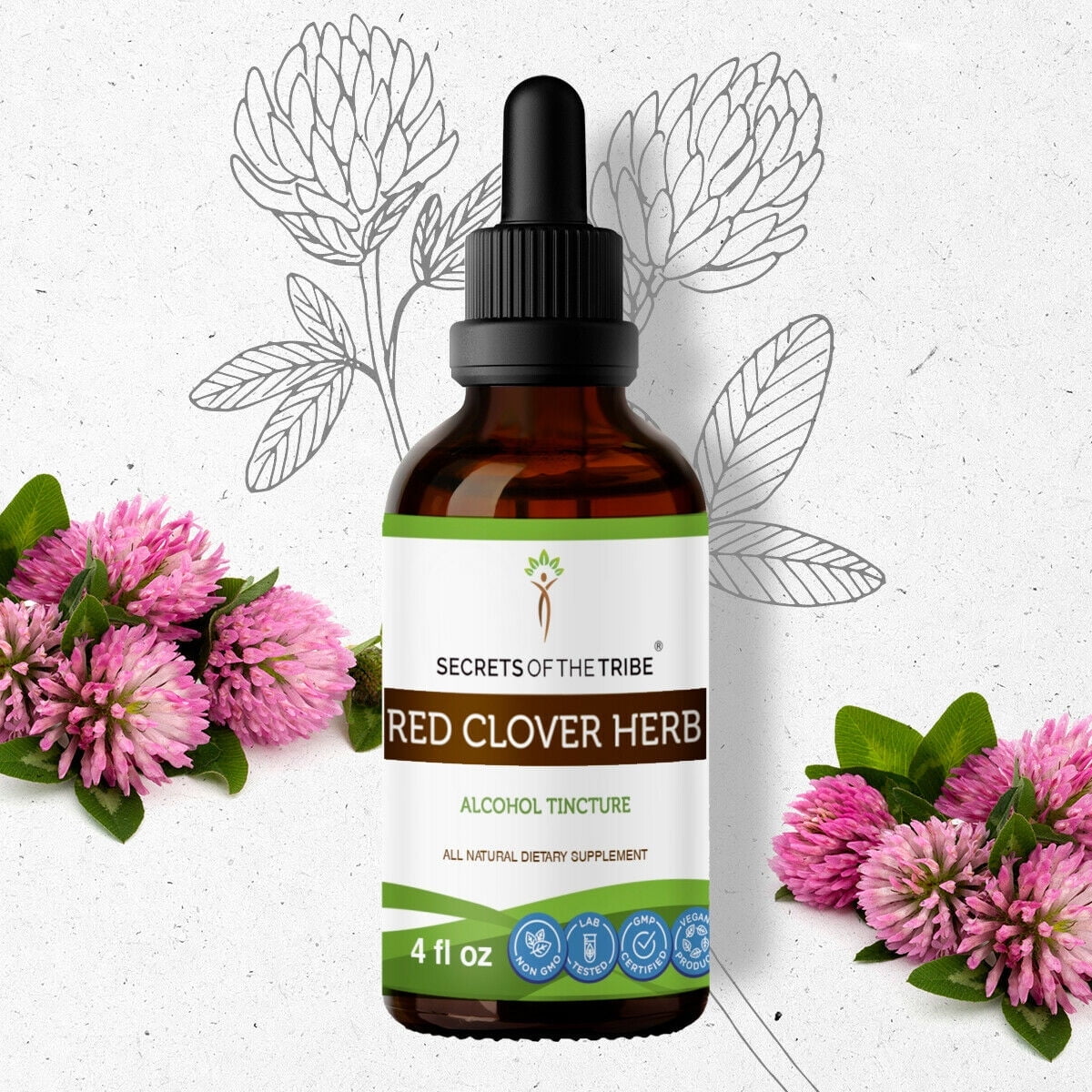 Secrets of the Tribe Red Clover Herb Tincture Dietary Supplement ...