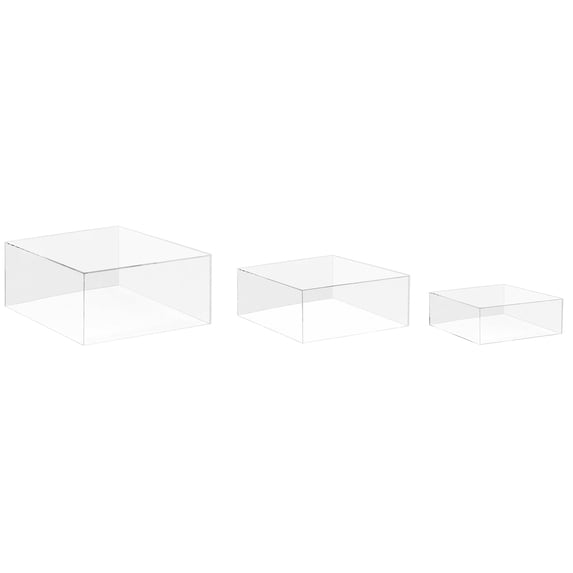 Red Co. Set of 3 (12", 10", 8") Square Cube Acrylic Display Nesting ...