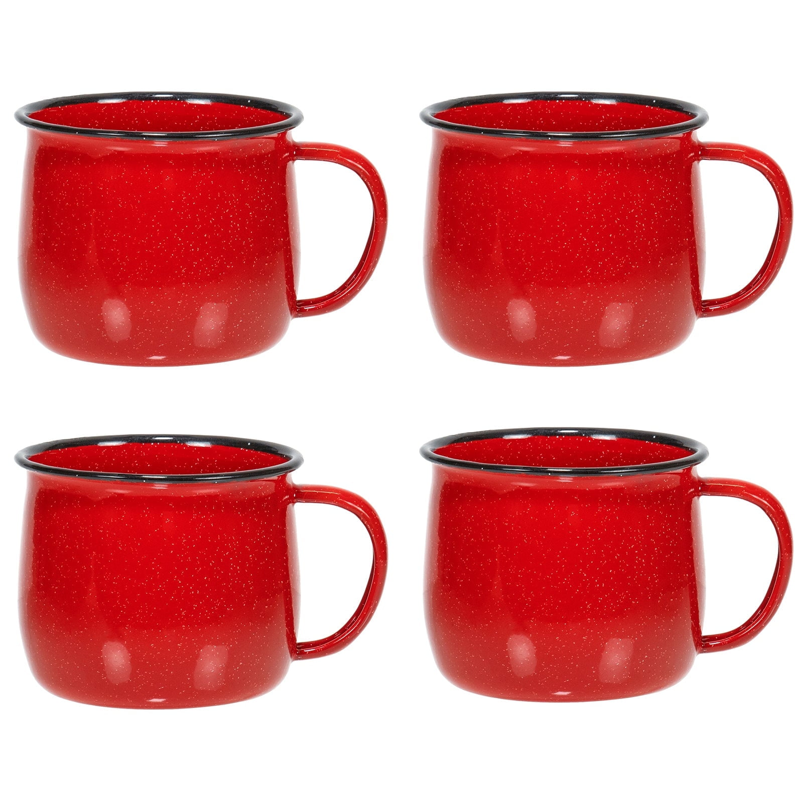 Red Co. Set of 4 Enamelware Metal 12 Oz Round Camping Coffee Mugs with ...