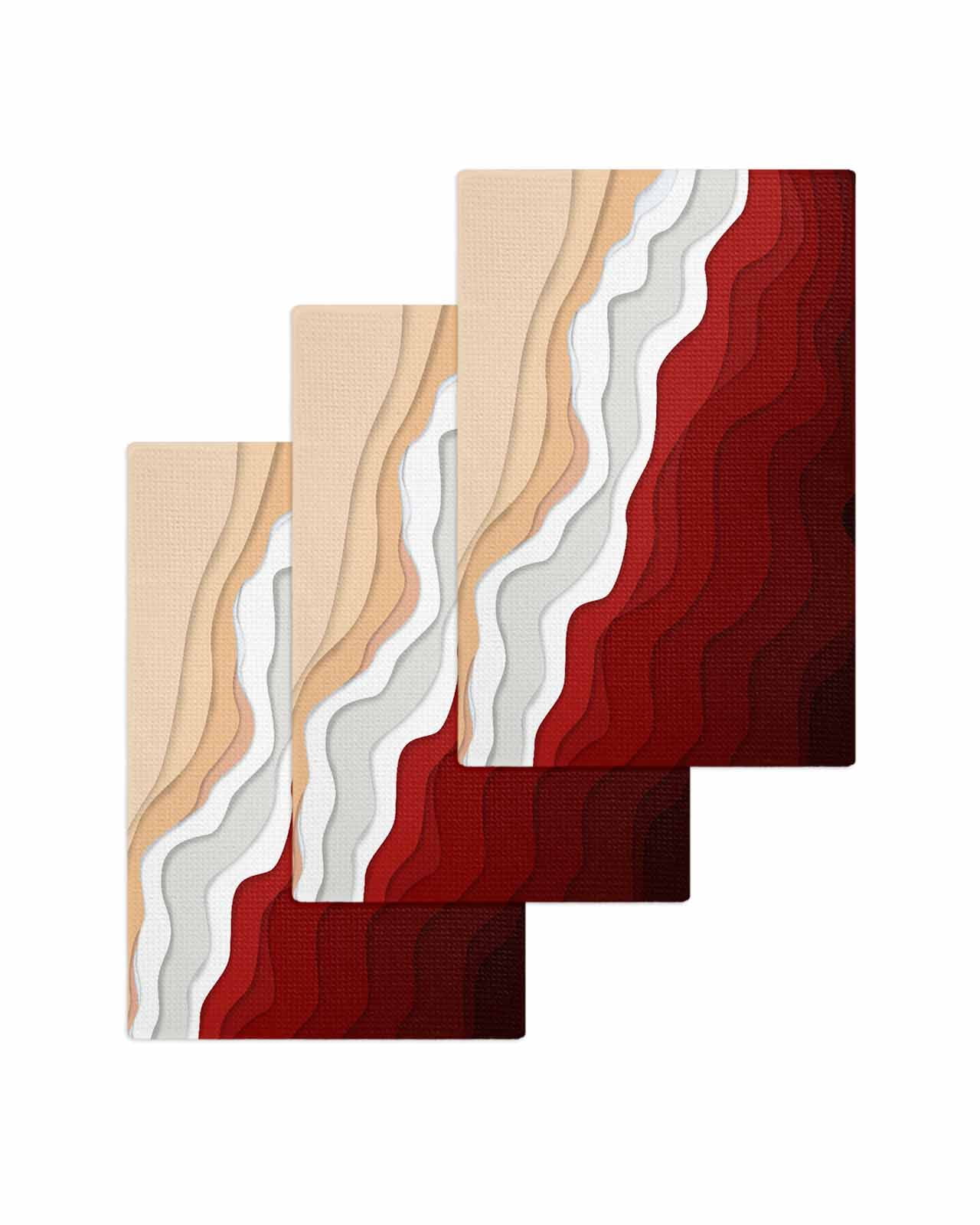 Red Coastal Beach Kitchen Dish Towels for Drying Dishes Set of 3 ...