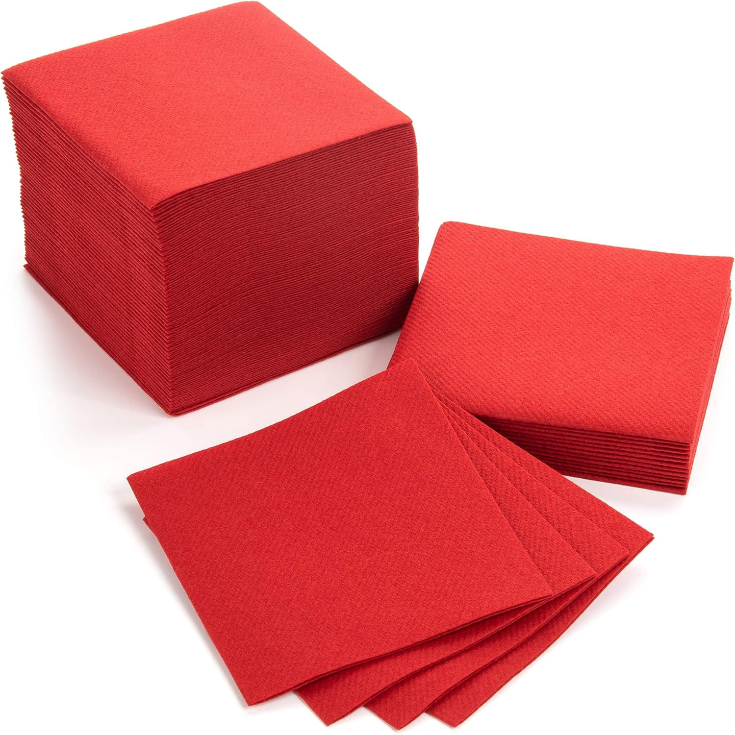 Red Cocktail Napkins - Premium 4.75"x4.75" Disposable Linen-Like ...