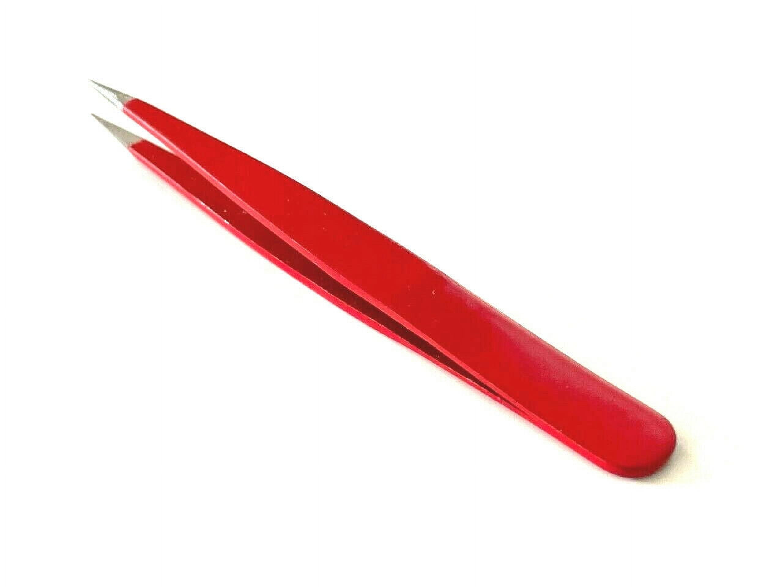 Red Color Eyebrow Multi Purpose Tweezers Pointed Tip Stainless Steel ...