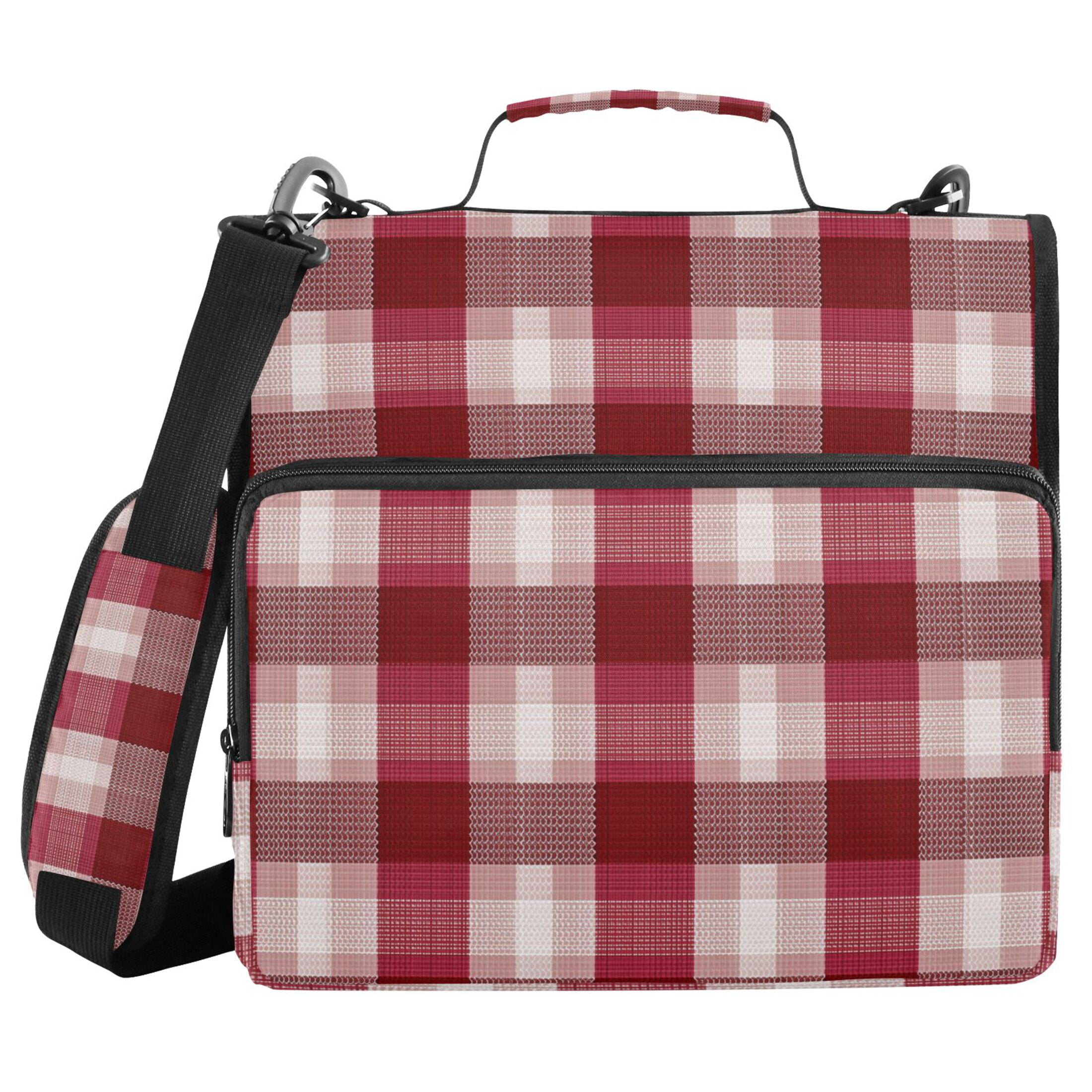 Red Color Gingham Pattern with Fabric Texture Binder Bag with Shoulder ...