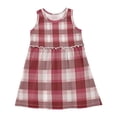 Red Color Gingham Pattern with Fabric Texture Sleeveless Dress A-Line ...