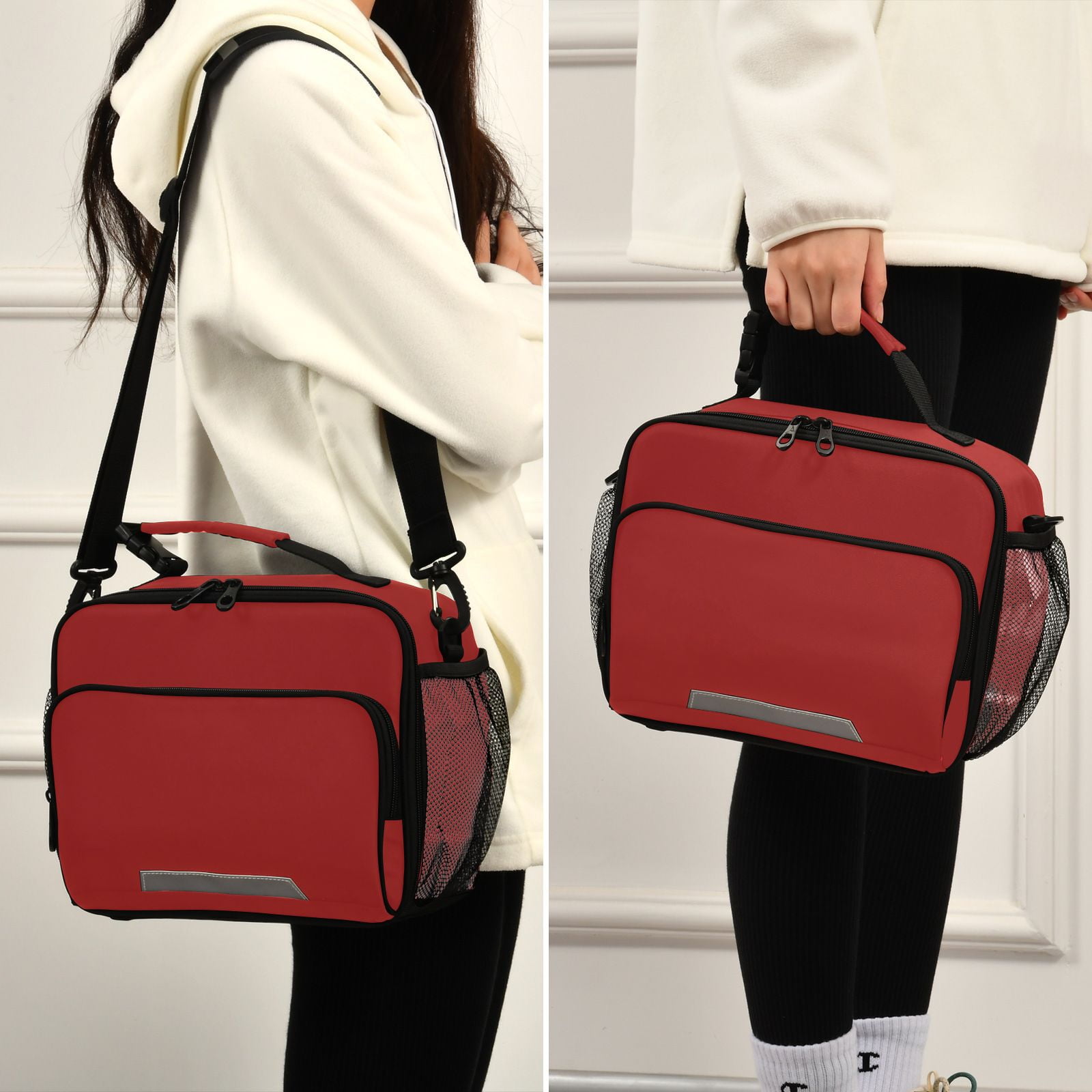 Red Color Lunch Bag Cooler Bag Cooling Tote Portable Shoulder Strap ...