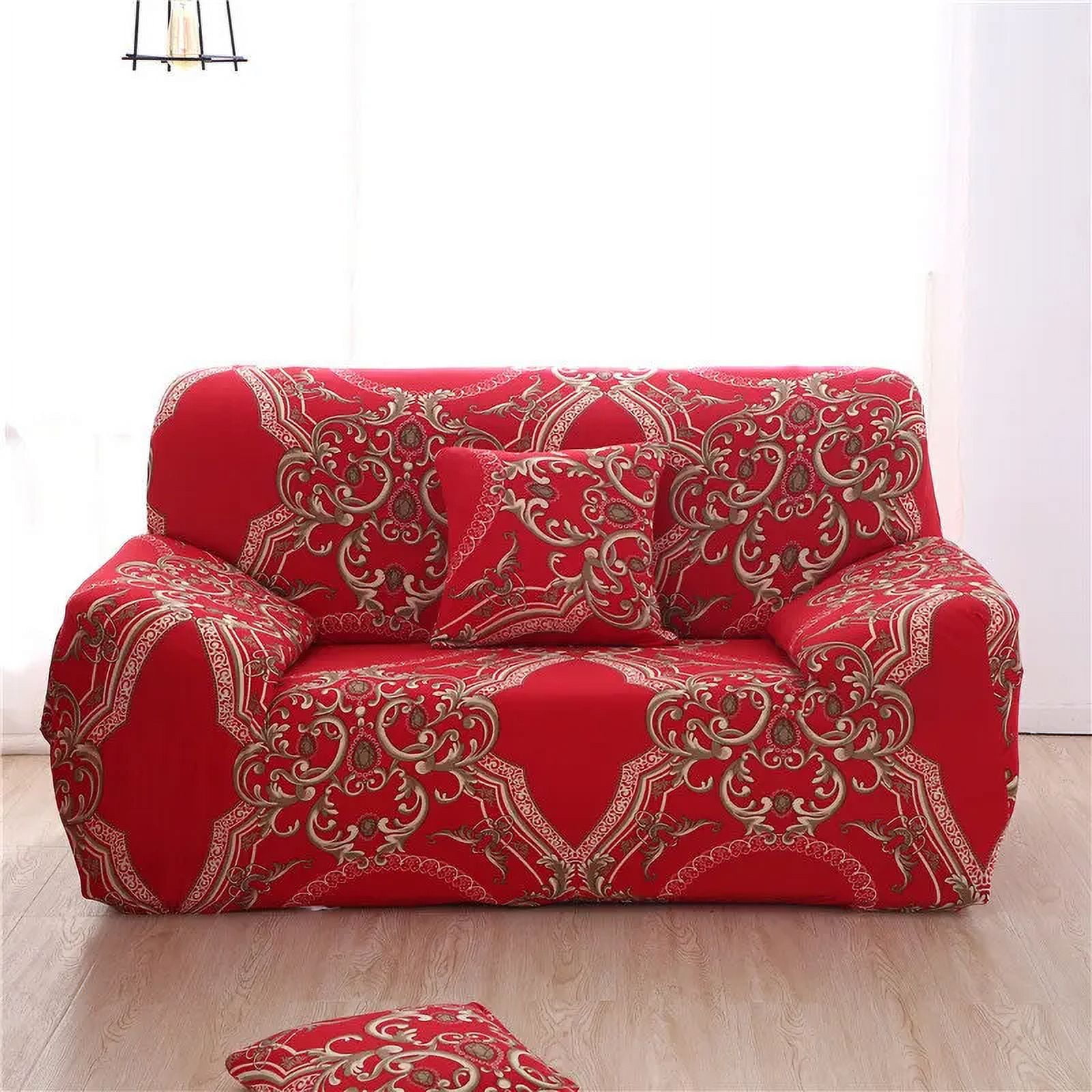 Red Color Sofa Covers for Living Room Floral Elastic Couch Cover Fundas ...