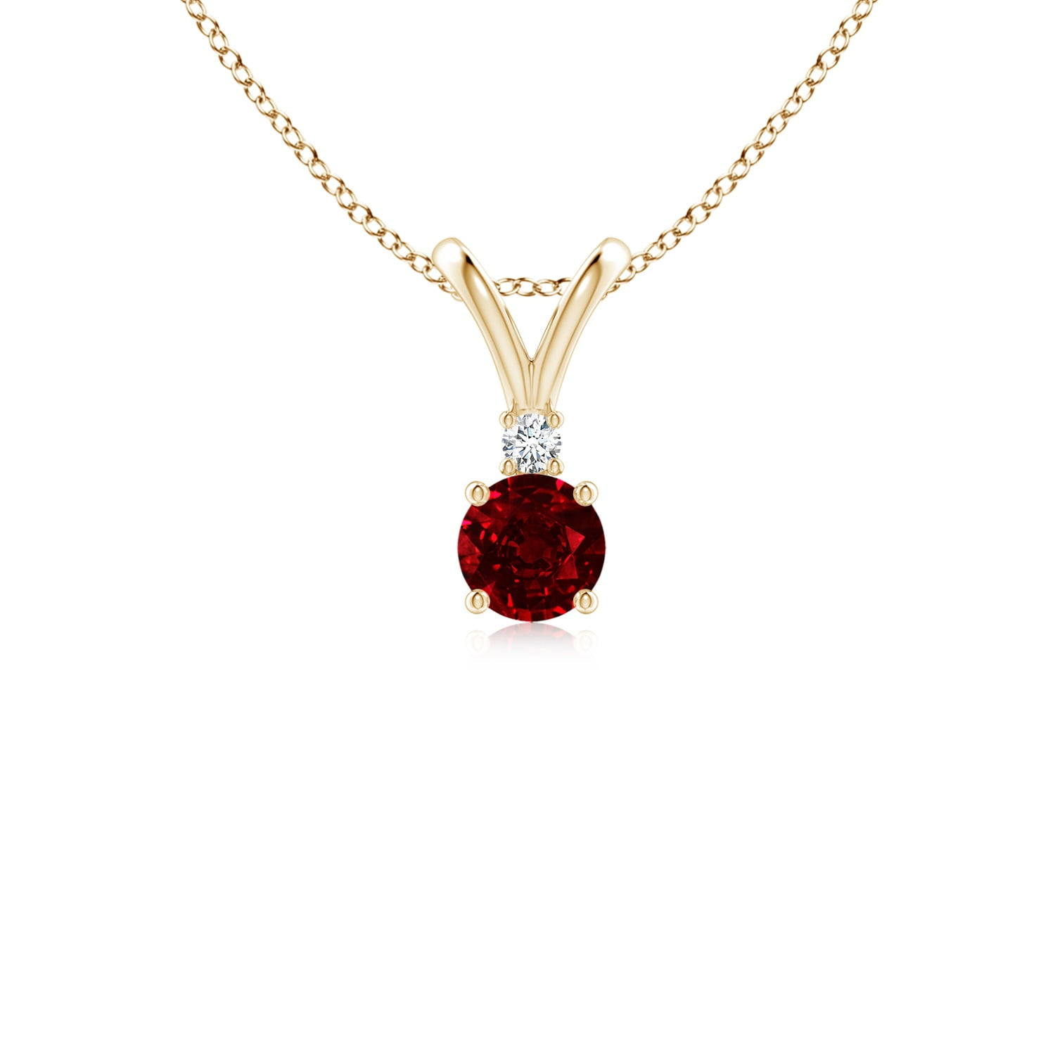Red Color Solitaire Pendant with Zircon - Gold Plated - Walmart.com