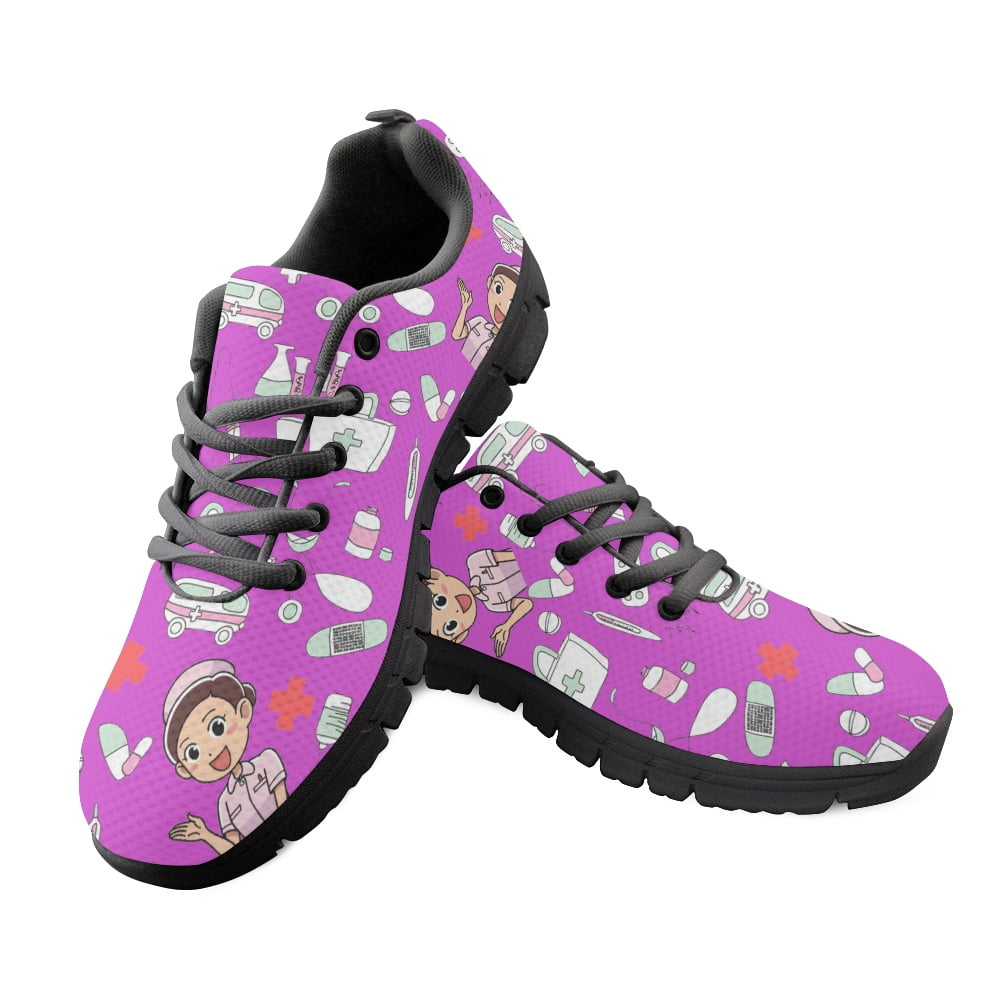 Red Color Women Flats Shoes Funny Cartoon Nurse Pattern Female Spring ...