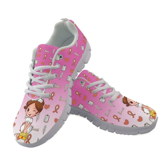 Red Color Women Flats Shoes Funny Cartoon Nurse Pattern Female Spring ...