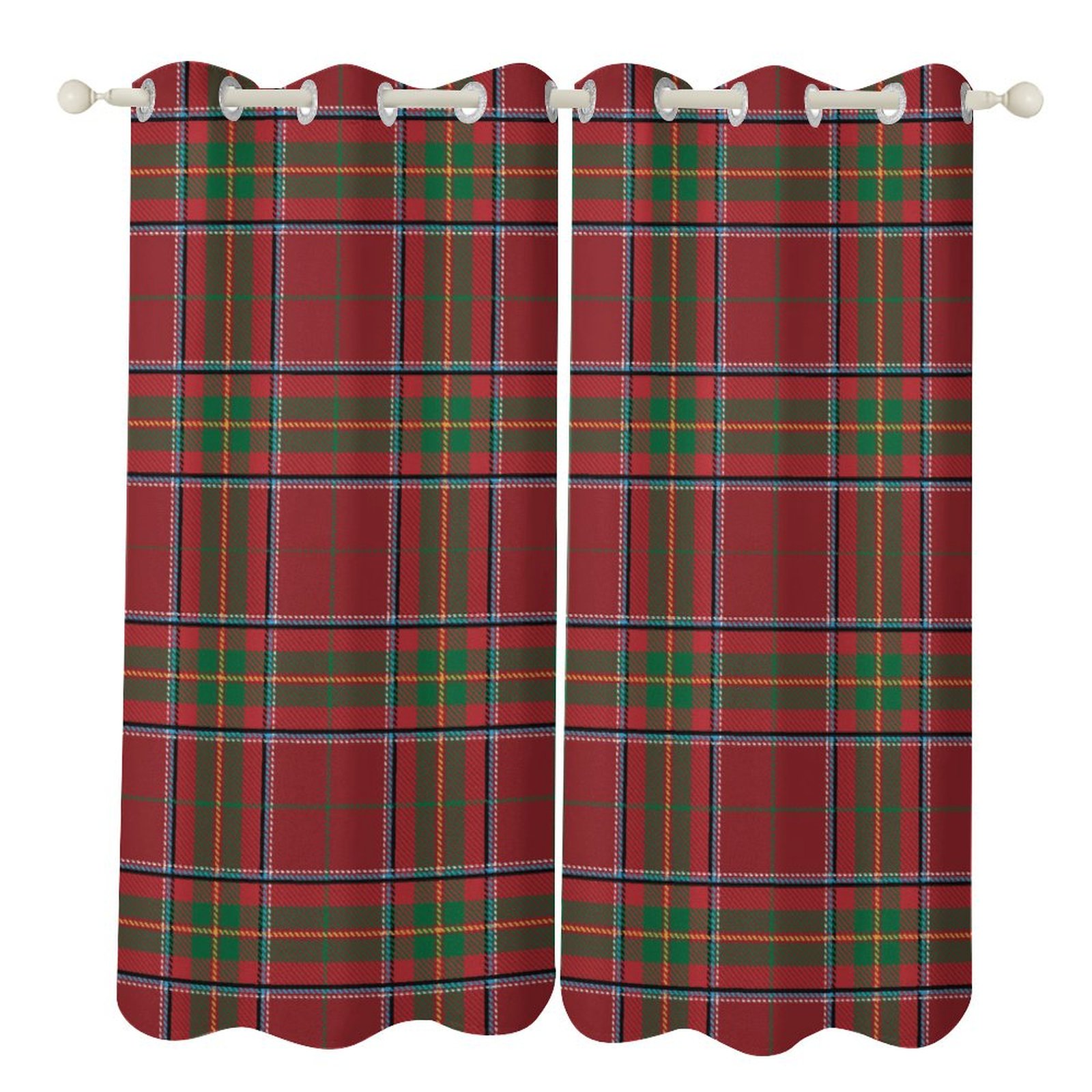 Red Colored Diamond Grid 2 Panels Curtains for Bedroom Living Room ...