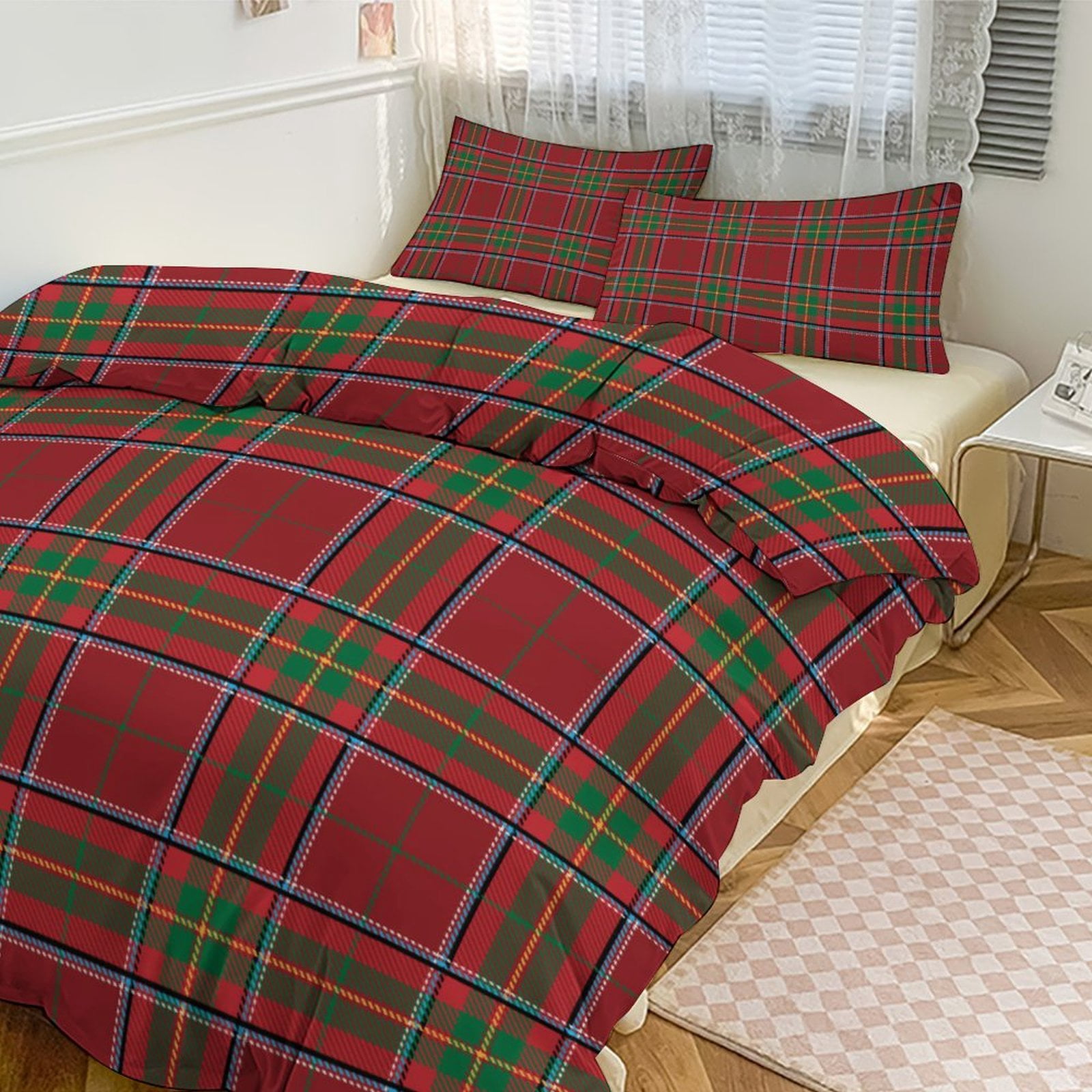 Red Colored Diamond Grid 3D Duvet Cover Set Quilt Cover Theme of Kid ...