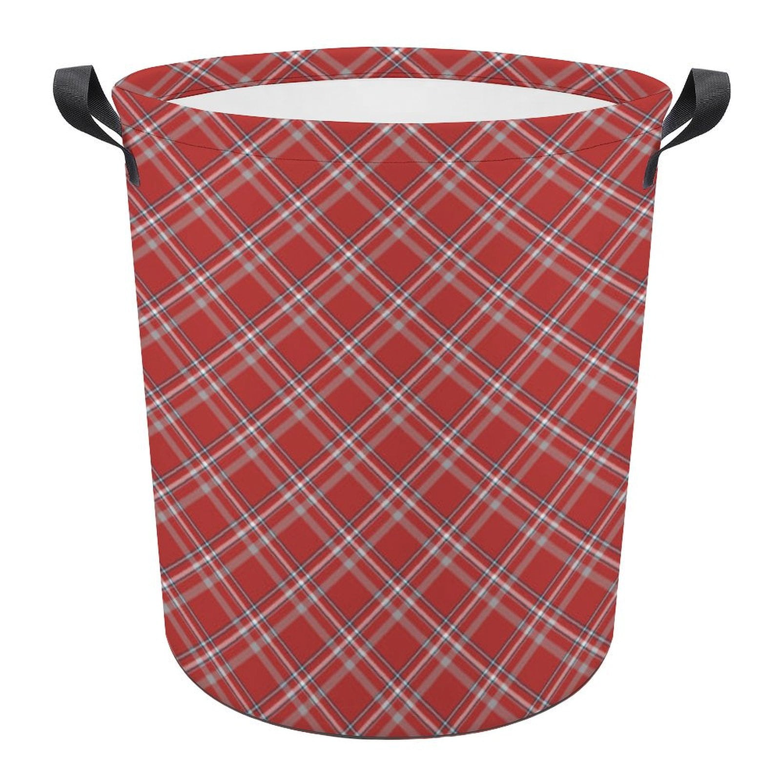 Red Colored Diamond Grid Print Foldable Laundry Basket for Clothes ...