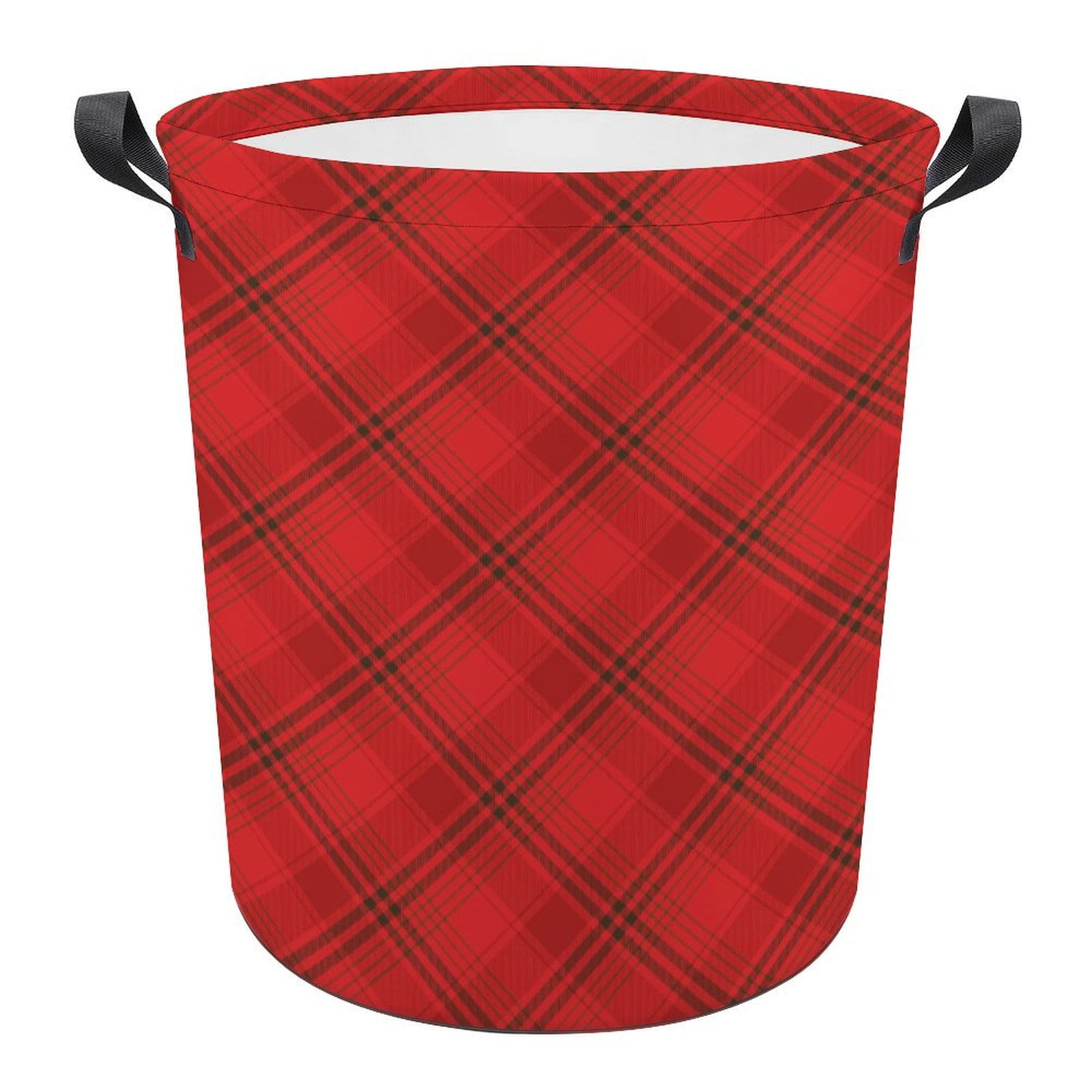 Red Colored Diamond Grid Print Foldable Laundry Basket for Clothes ...