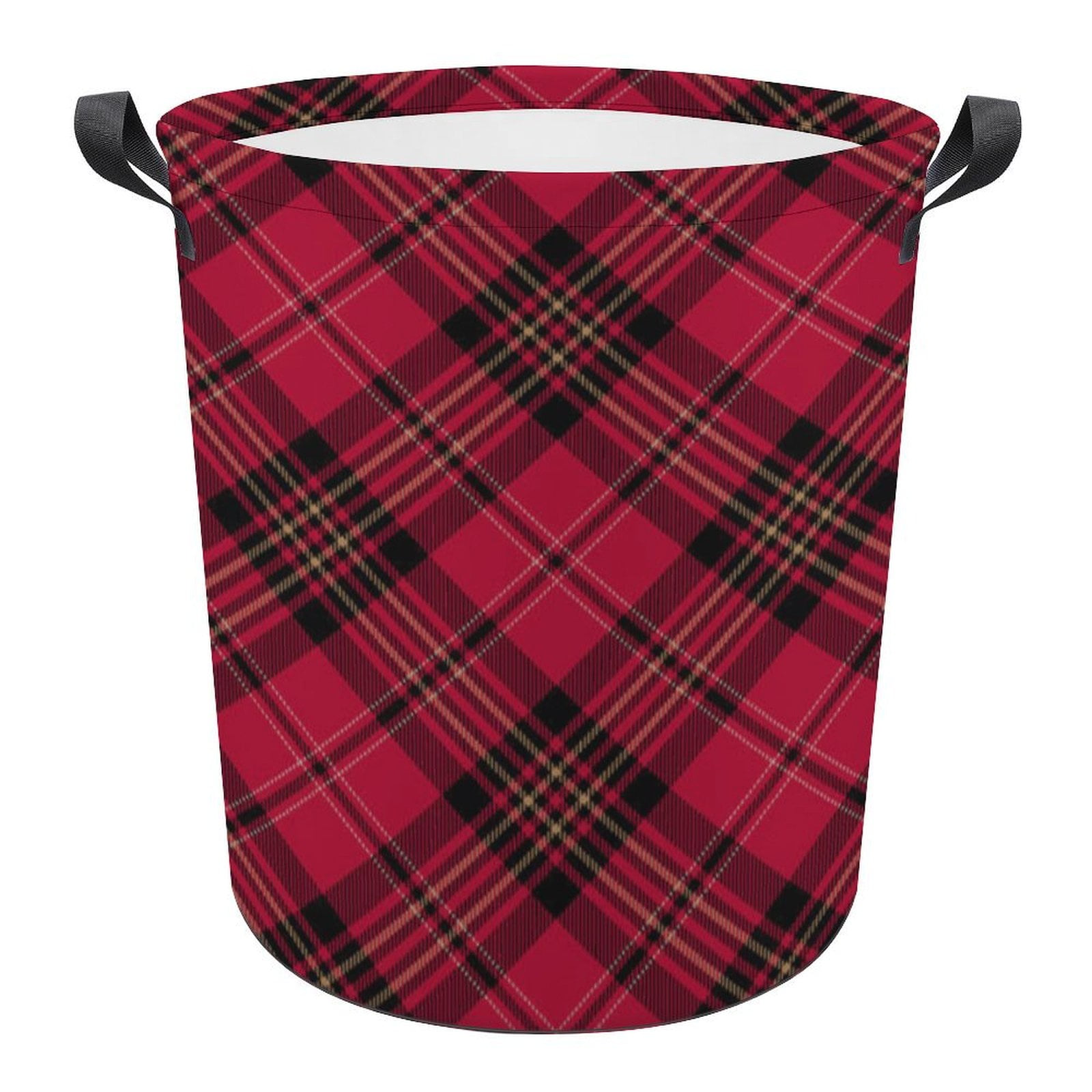 Red Colored Diamond Grid Print Foldable Laundry Basket for Clothes ...