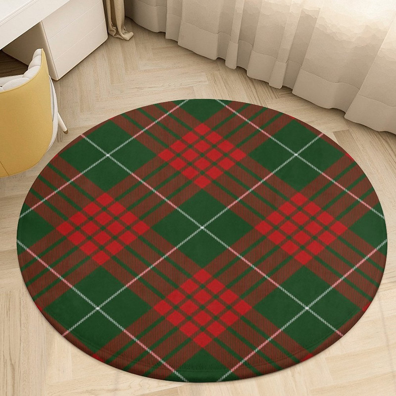 Red Colored Diamond Grid Round Area Rugs for Bedroom Living Room, 6FT ...