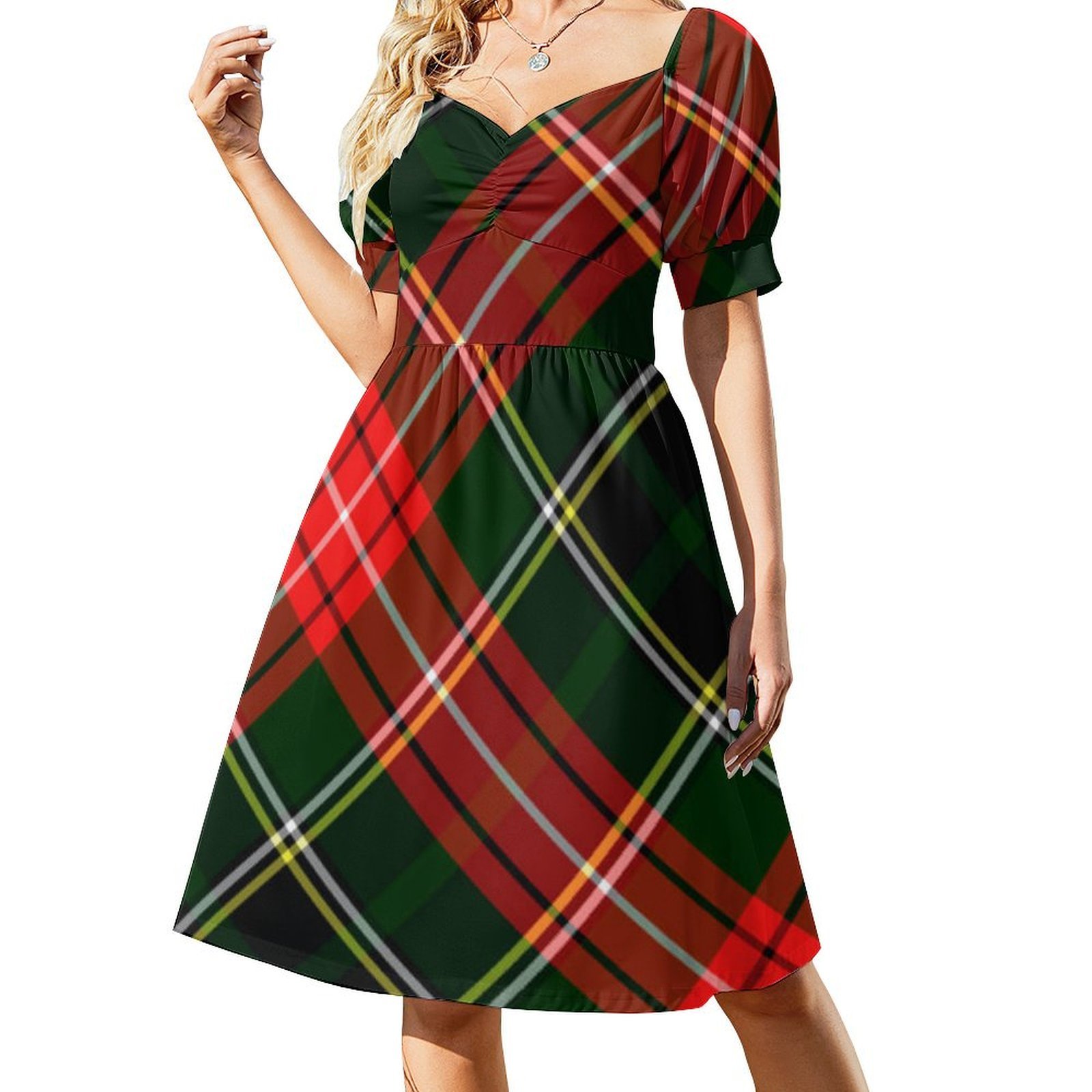 Red Colored Diamond Grid Summer Women's Dress 2025 Elegant Dresses Plus ...