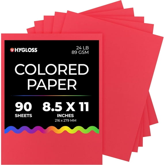 Red Colored Paper - 24 lb, 89 GSM, Fade-Resistant, Acid-Free, 8.5x11 ...
