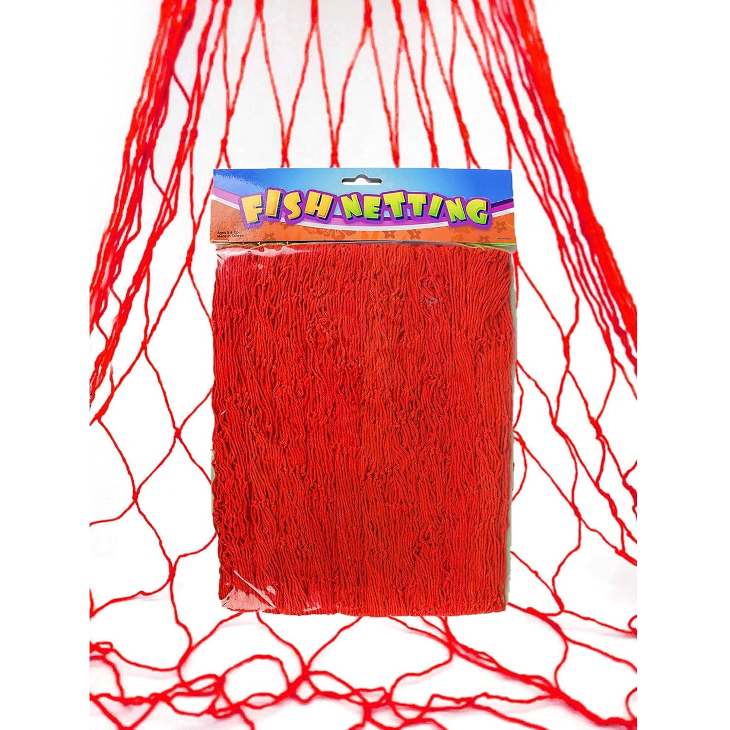 Red Colorful Cotton Fish Net (6 Ft x 15 Ft) Nautical Pirate Hawaiian ...