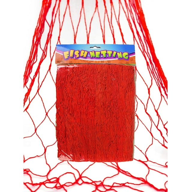 Red Colorful Cotton Fish Net (6 Ft x 15 Ft) Nautical Pirate Hawaiian ...