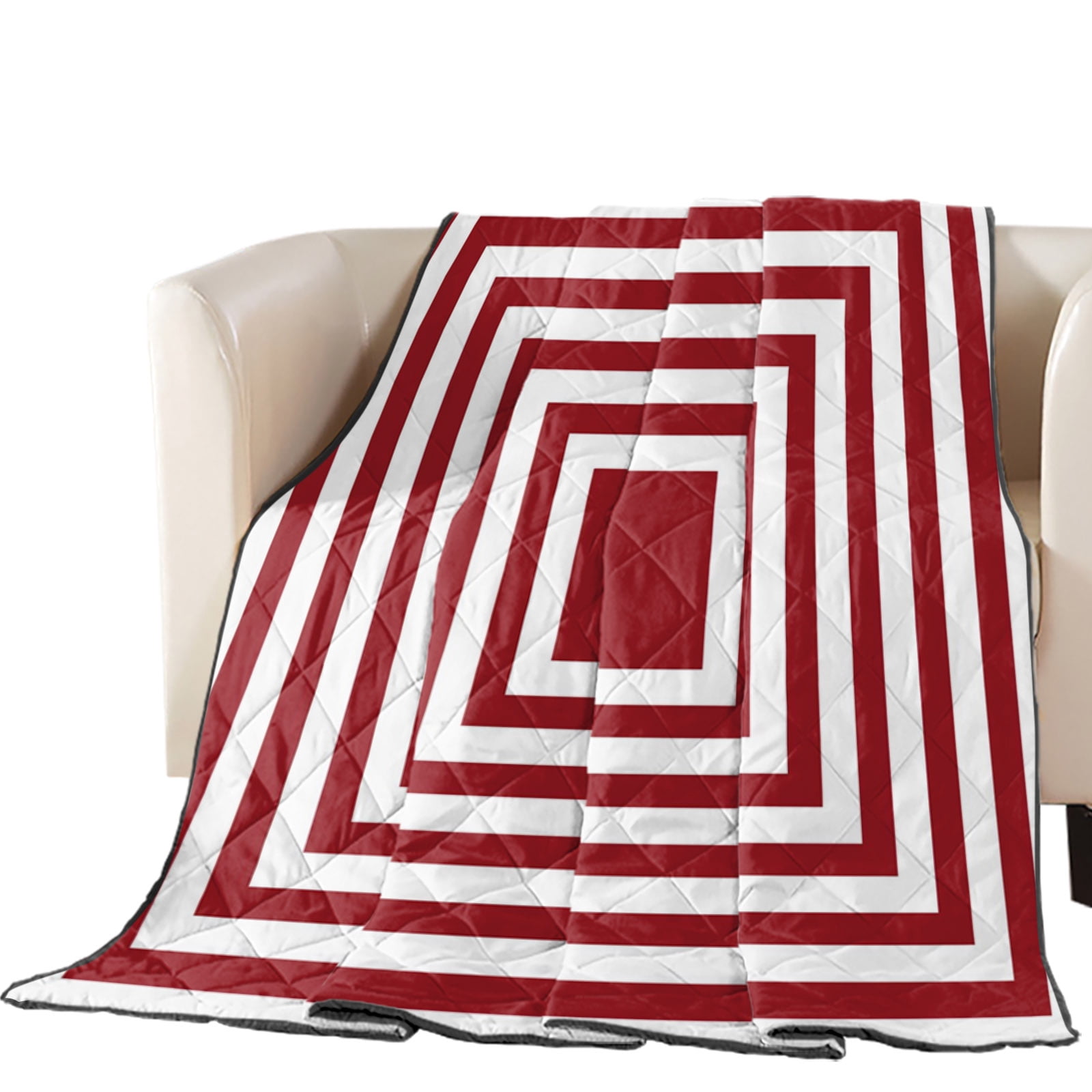 Red Concentric Squares Quilted Comforters Cooling Blanket Oversized ...