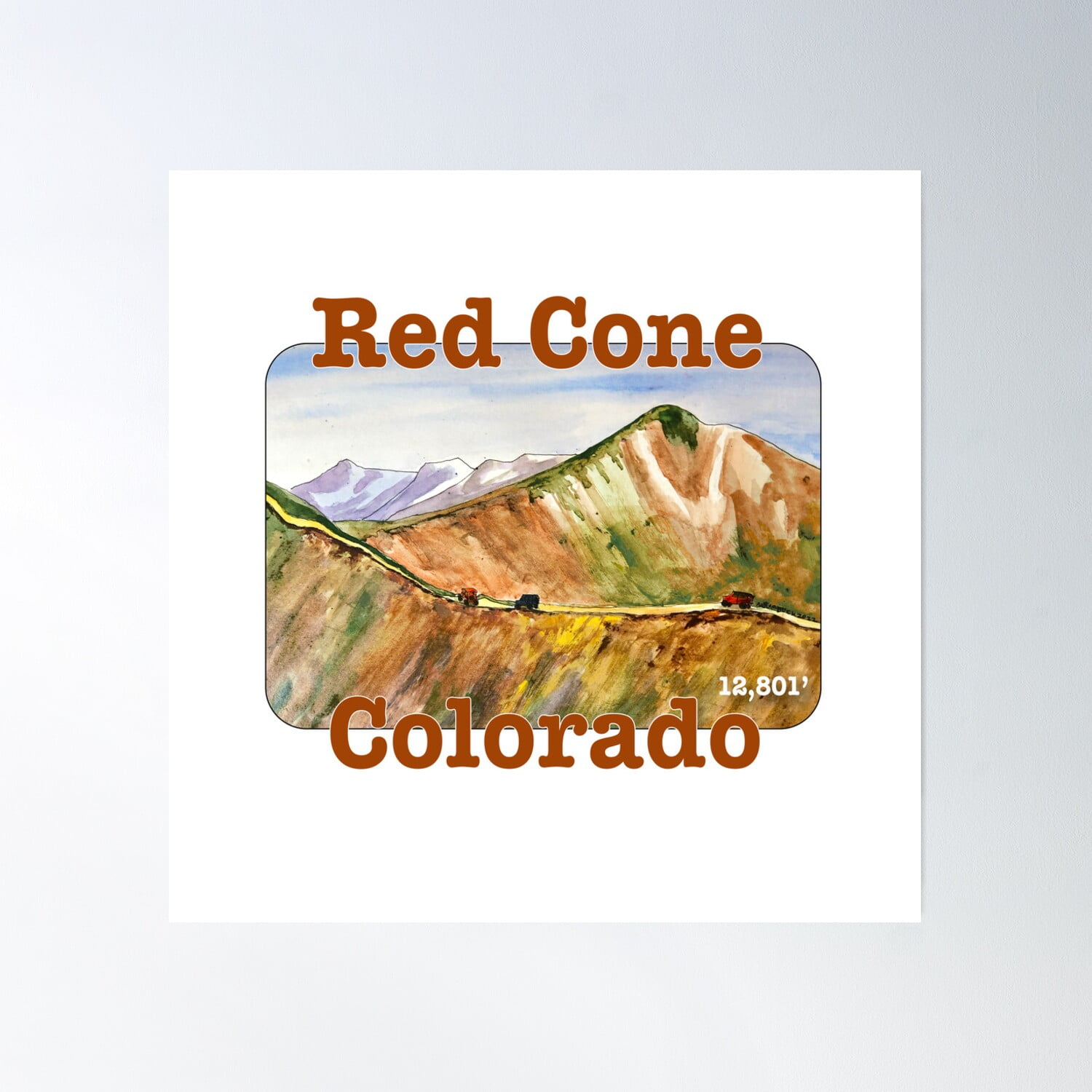 Red Cone Pass, Colorado Poster Wall Art, Modern Wall Decor, 16x16 ...