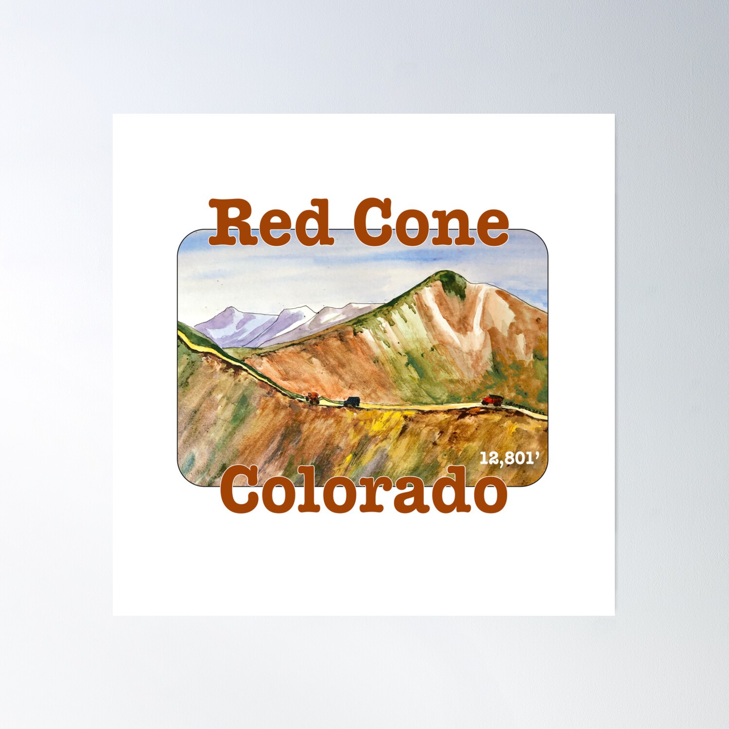 Red Cone Pass, Colorado Poster Wall Art, Modern Wall Decor, 24x24 ...