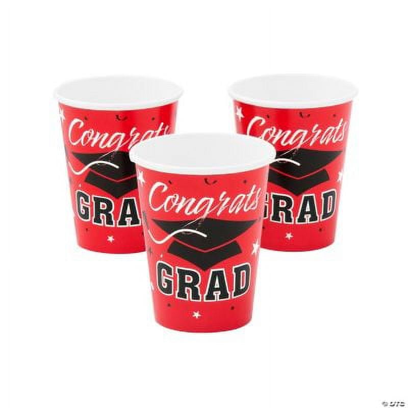 Red Congrats Grad Paper Cups, Graduation, Party Supplies, 25 Pieces, 9 ...