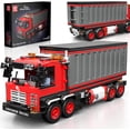 Red Container Truck Building Set, Toy Realistic American Style Trucks ...