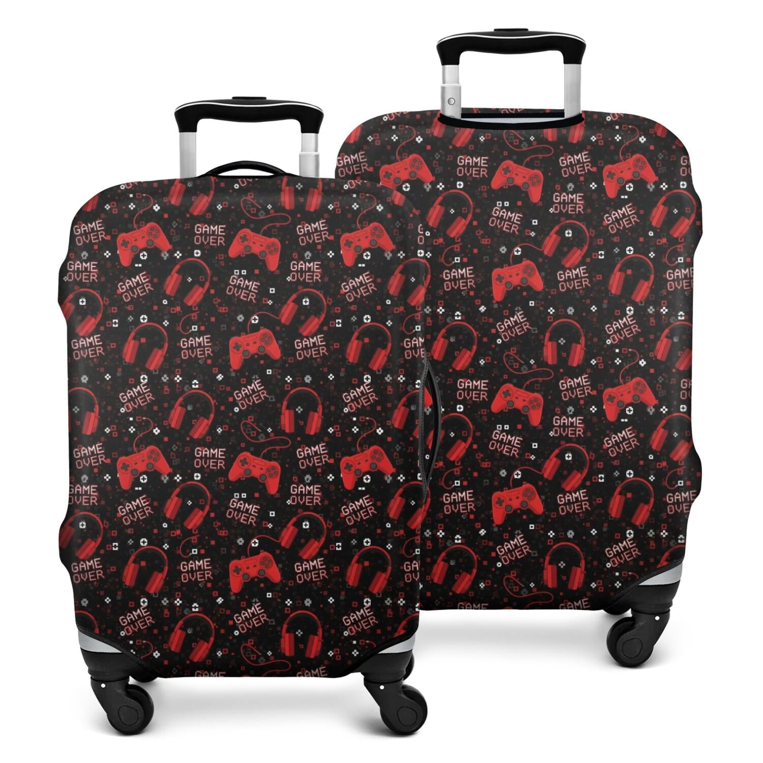 Red Controllers Games Icons Black Pattern Luggage Cover Fashion ...