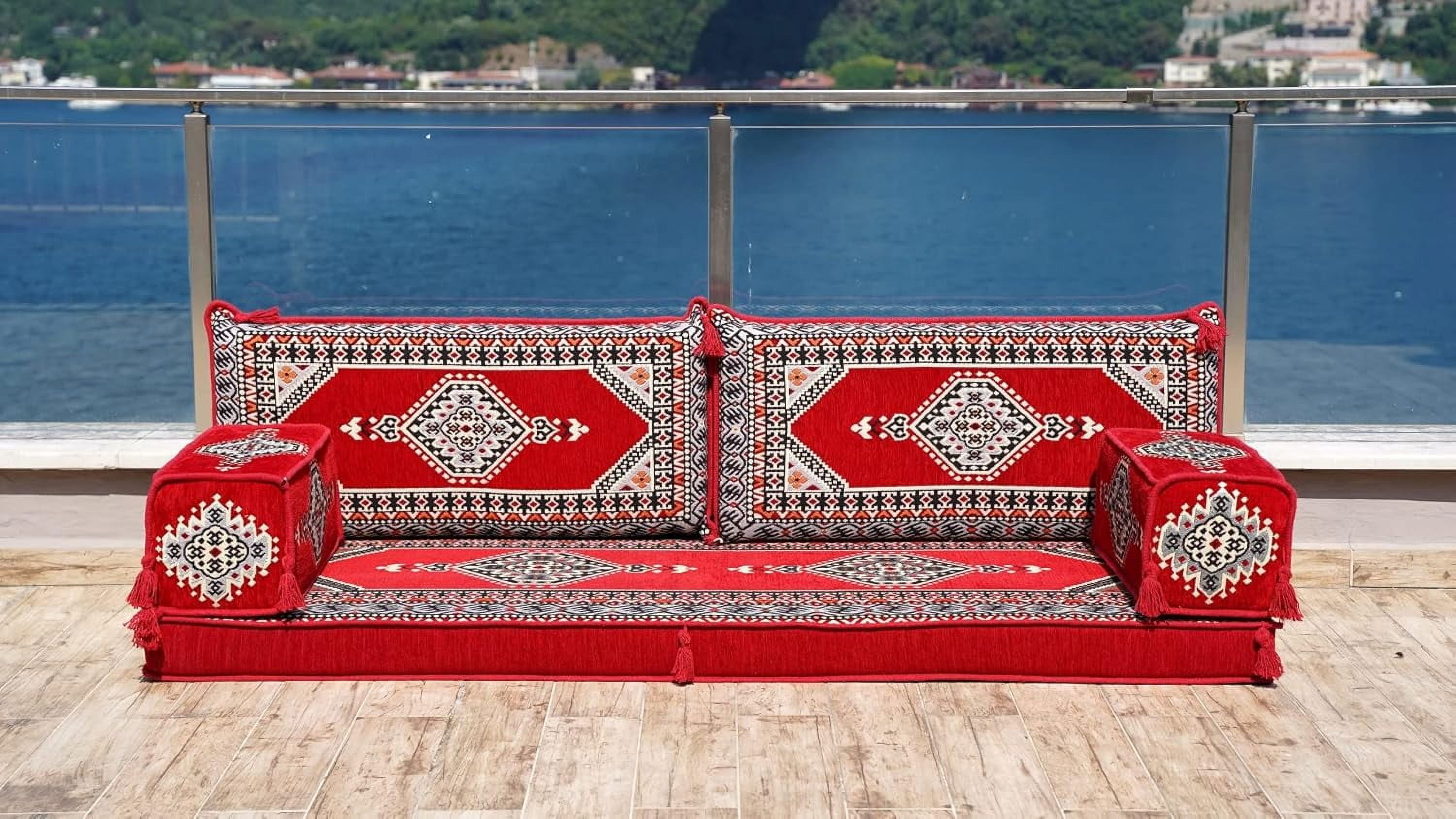 Red Convertible Sofa, Floor Pillows, Sleeper Sofa, Arabic Majlis ...
