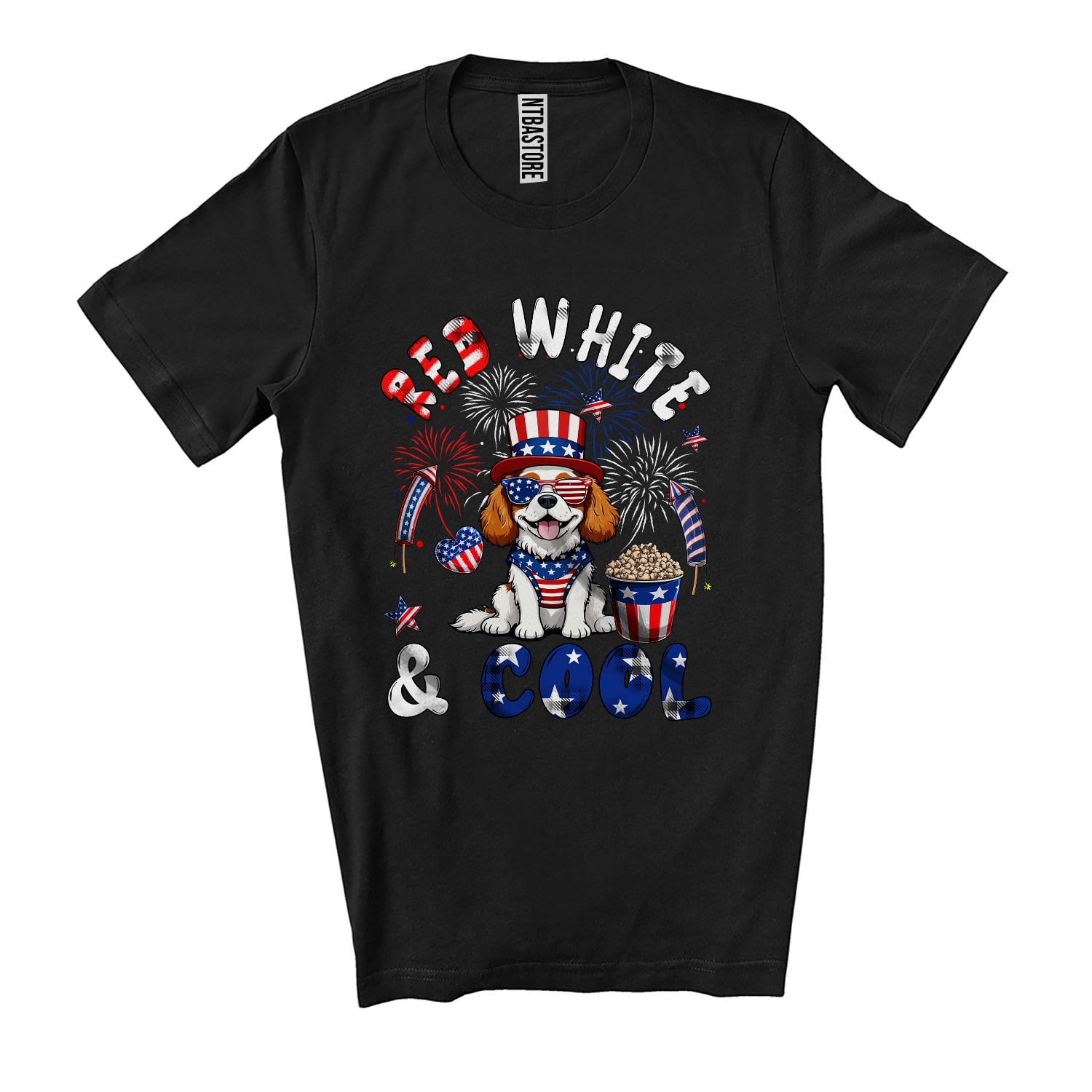 Red Cool And White; Amazing 4th Of July King Charles Spaniel US Flag ...