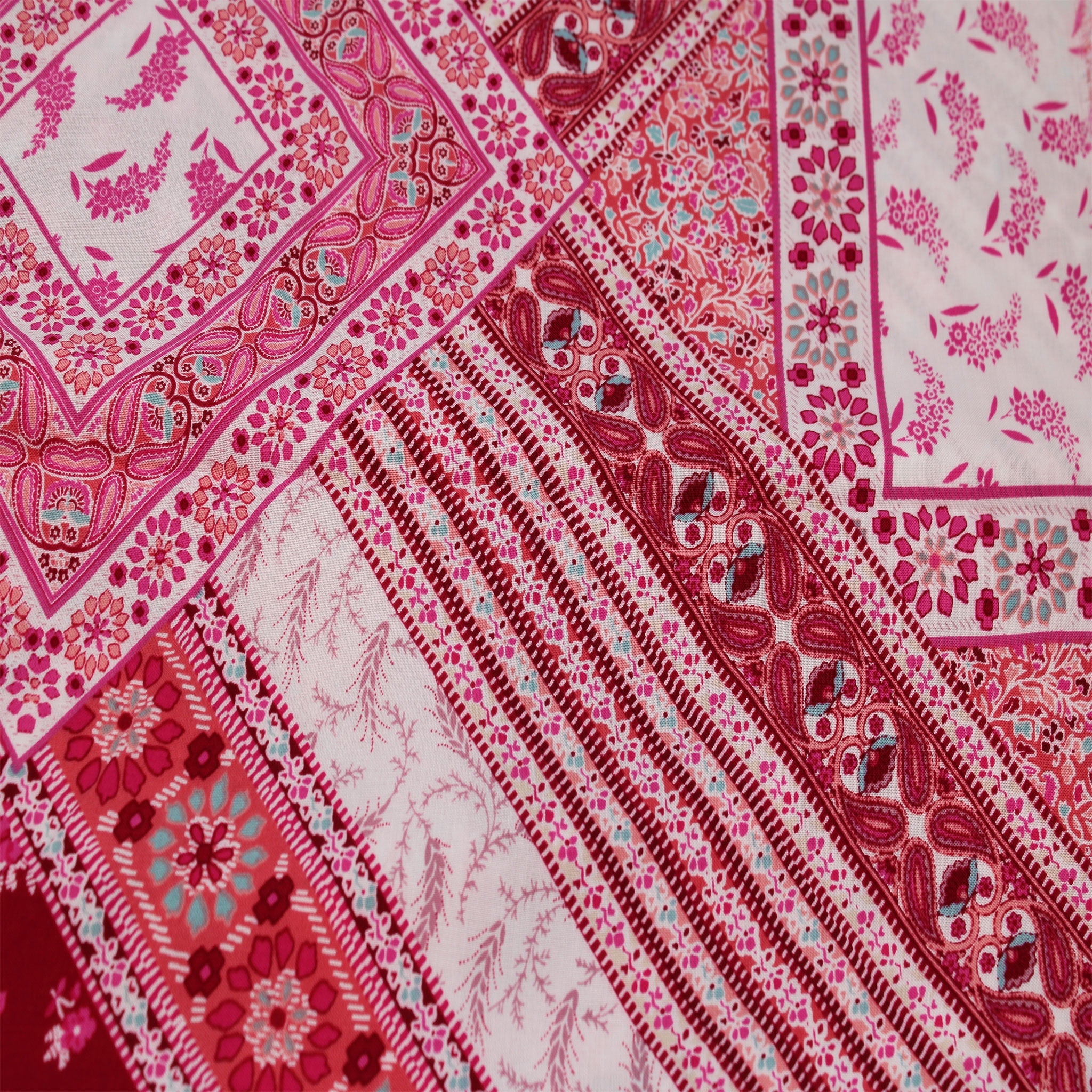 Red Coral 55" Wide Printed 100% Rayon Challis Fabric by The Yard-(155 ...