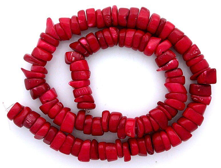 Red Coral Dyed Freeform Rondelle Slices 3.5mm to 6.5mm Wide 16 Inch ...