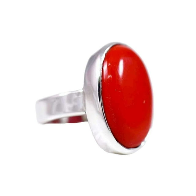 Red Coral / Munga Moonga Sterling Silver 925 Astrological Purpose Ring ...