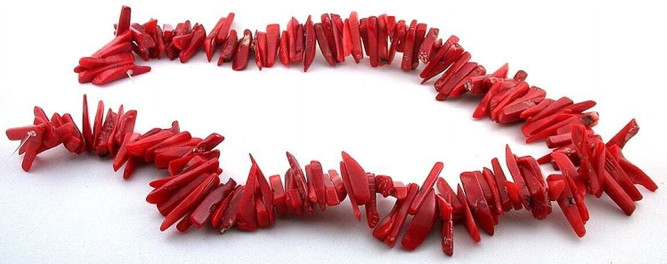 Red Coral Stick Tooth Bead Dyed Gem Stone Gemstone 16 Inch Strand ...