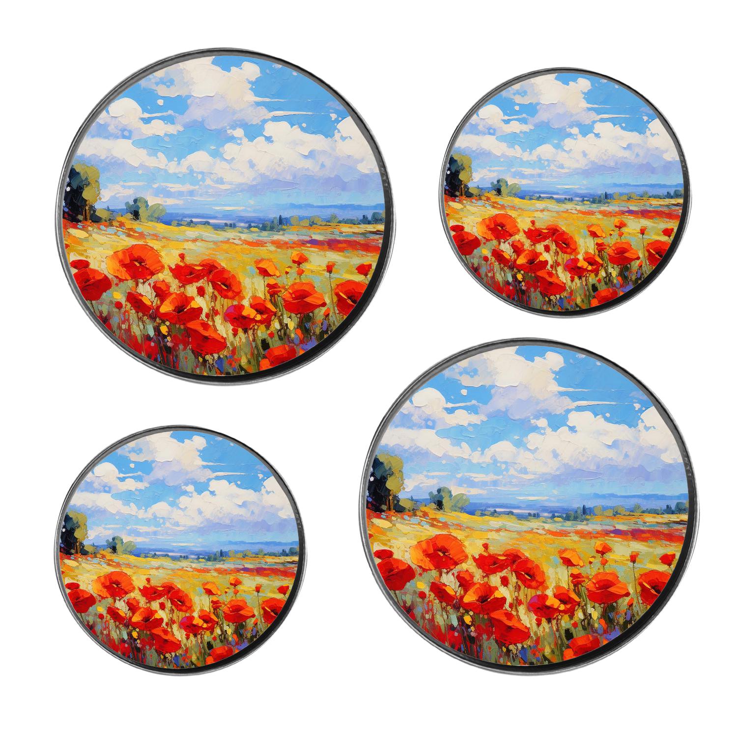 Red Corn Poppy Flower Field Pattern Stove Burner Covers Set,Gas Stove ...