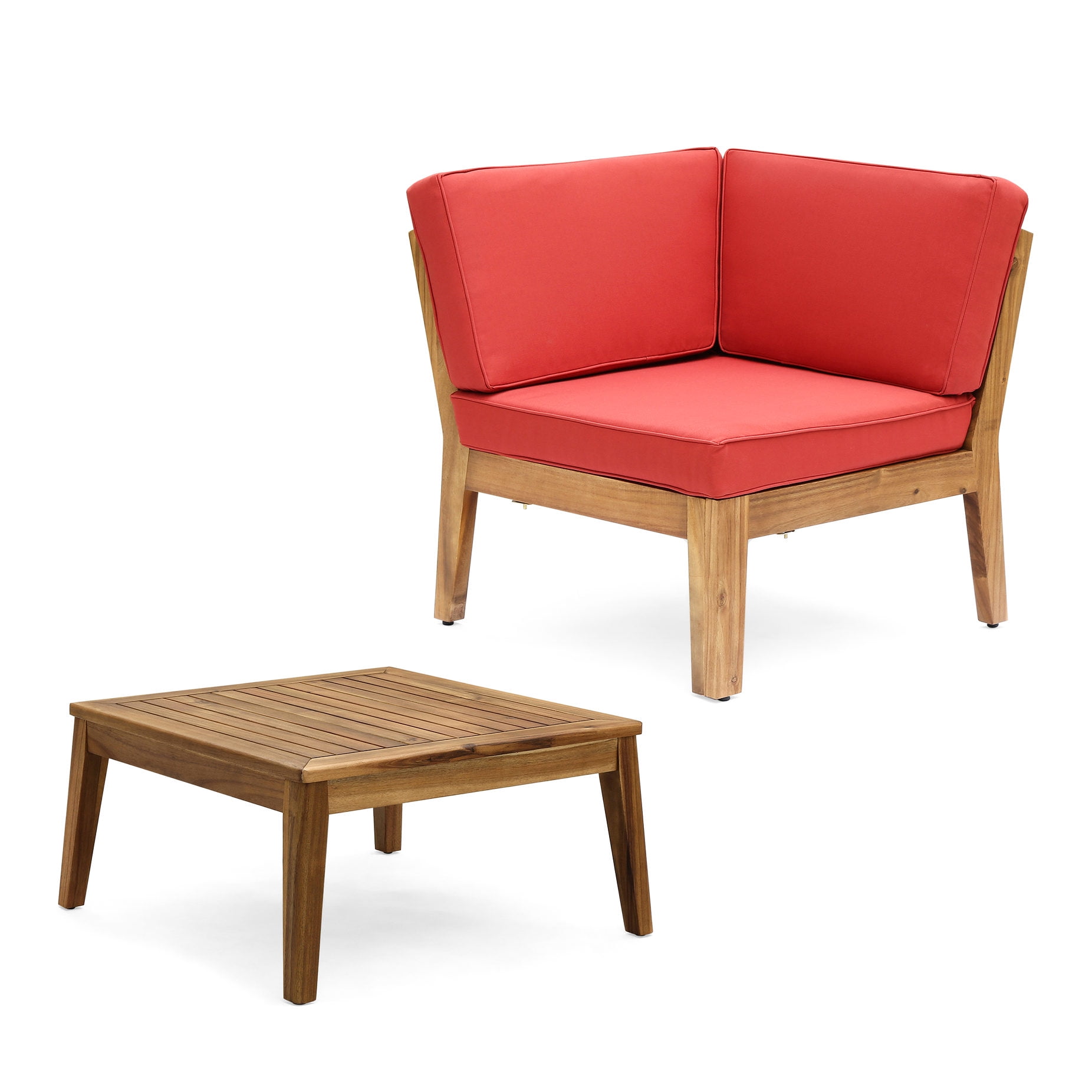 Red Corner and Coffee Table Set | Ideal for Coffee Time, Exquisite Slat ...