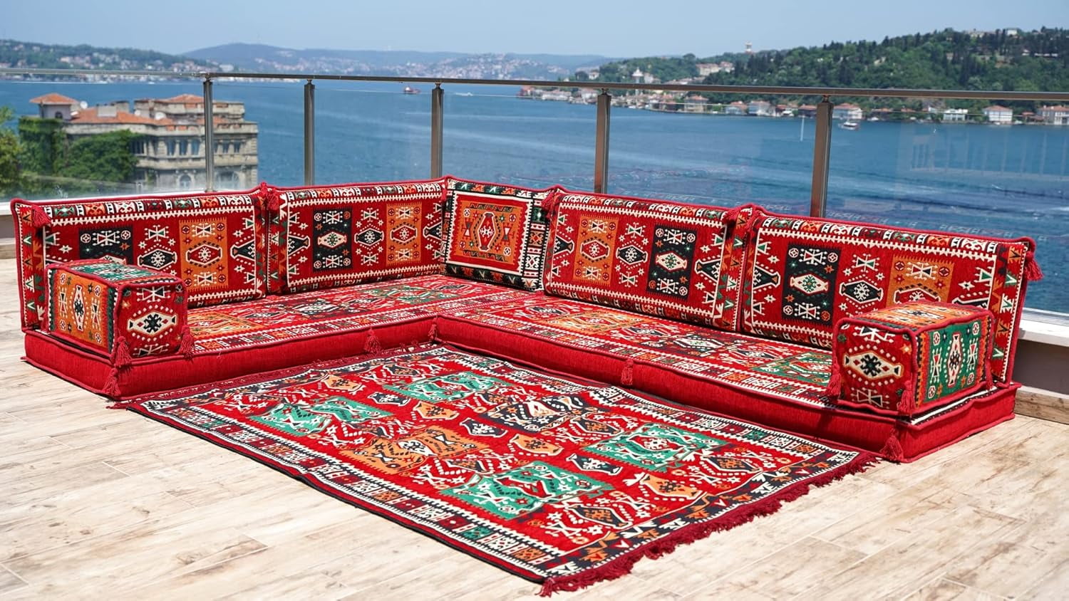 Red Corner Folding Sofa Bed, Arabic Floor Couch, Foldable Couch, Floor ...