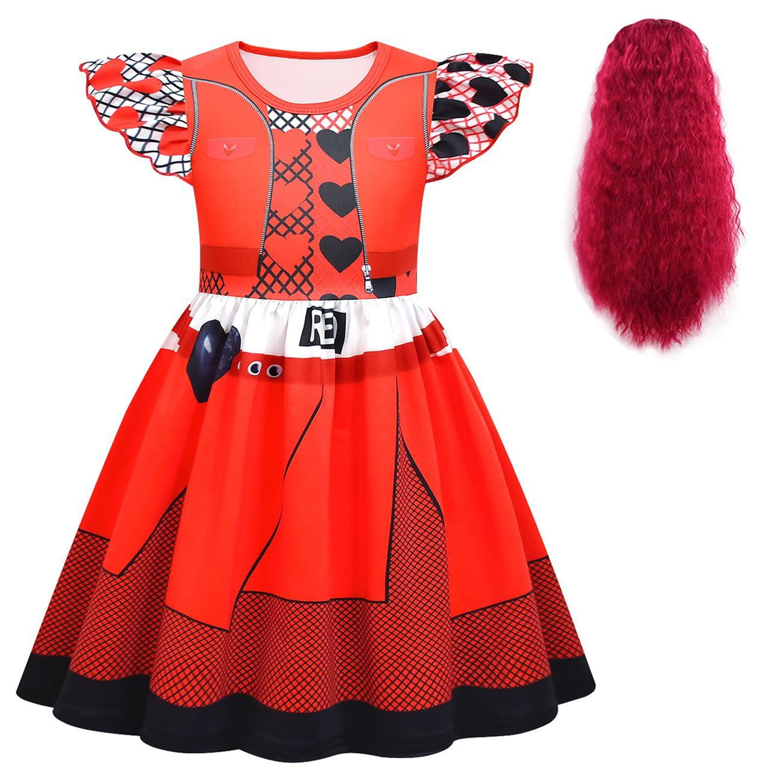 Red Costume Dress for Girl Rise Red Princess Party Dress for 3-12Y Kids ...