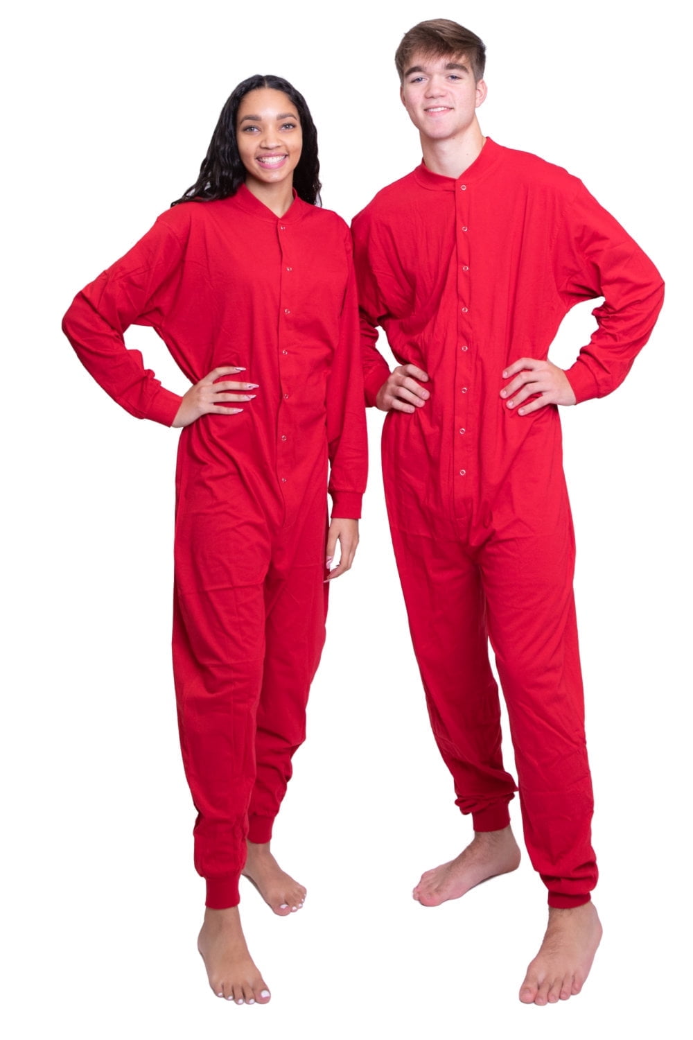 Red Cotton Footless Onesie Union Suit Pajama for Men and Women ...
