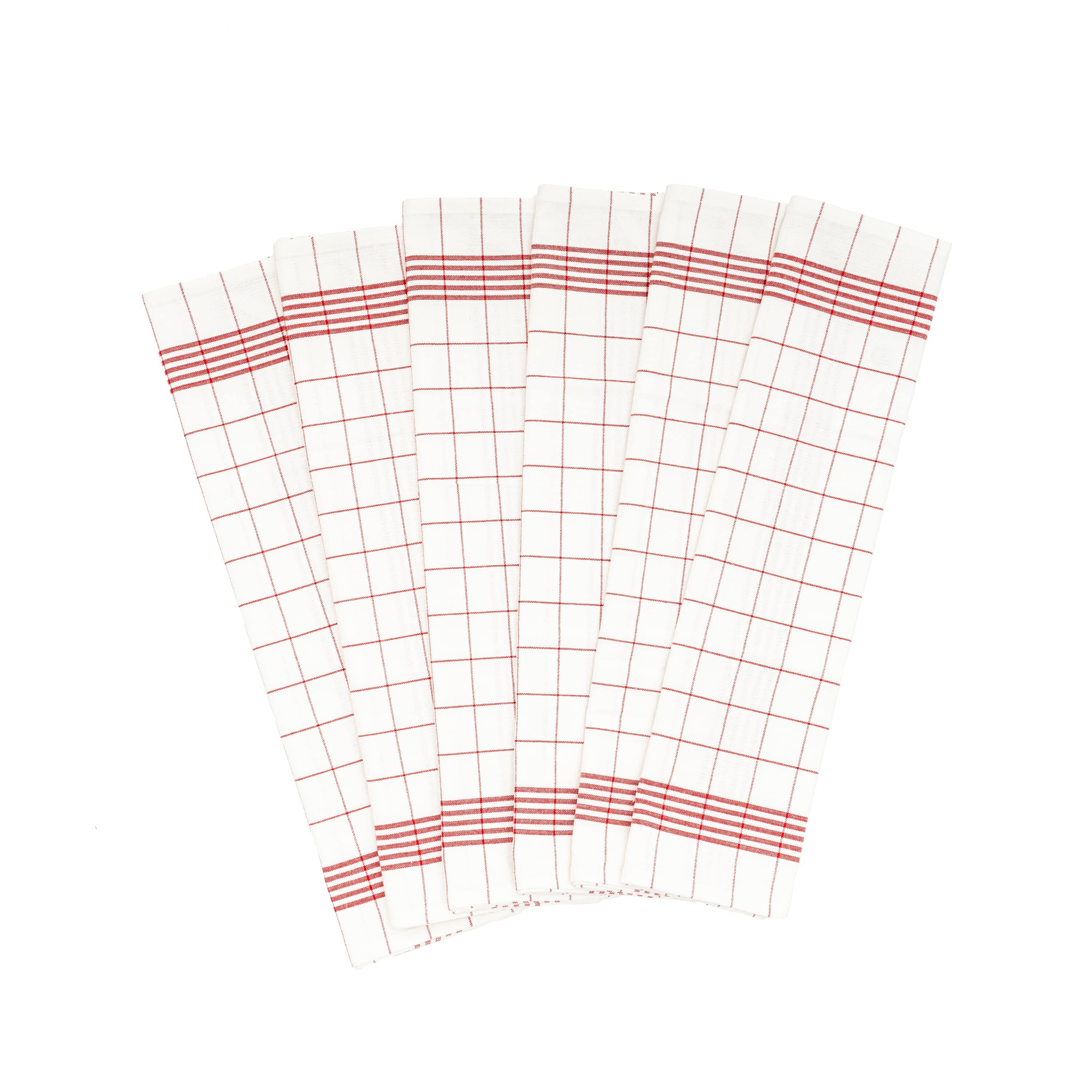 Red Cotton Tea Towels - 6 Pack, 100% Cotton, and Highly Absorbent Red ...