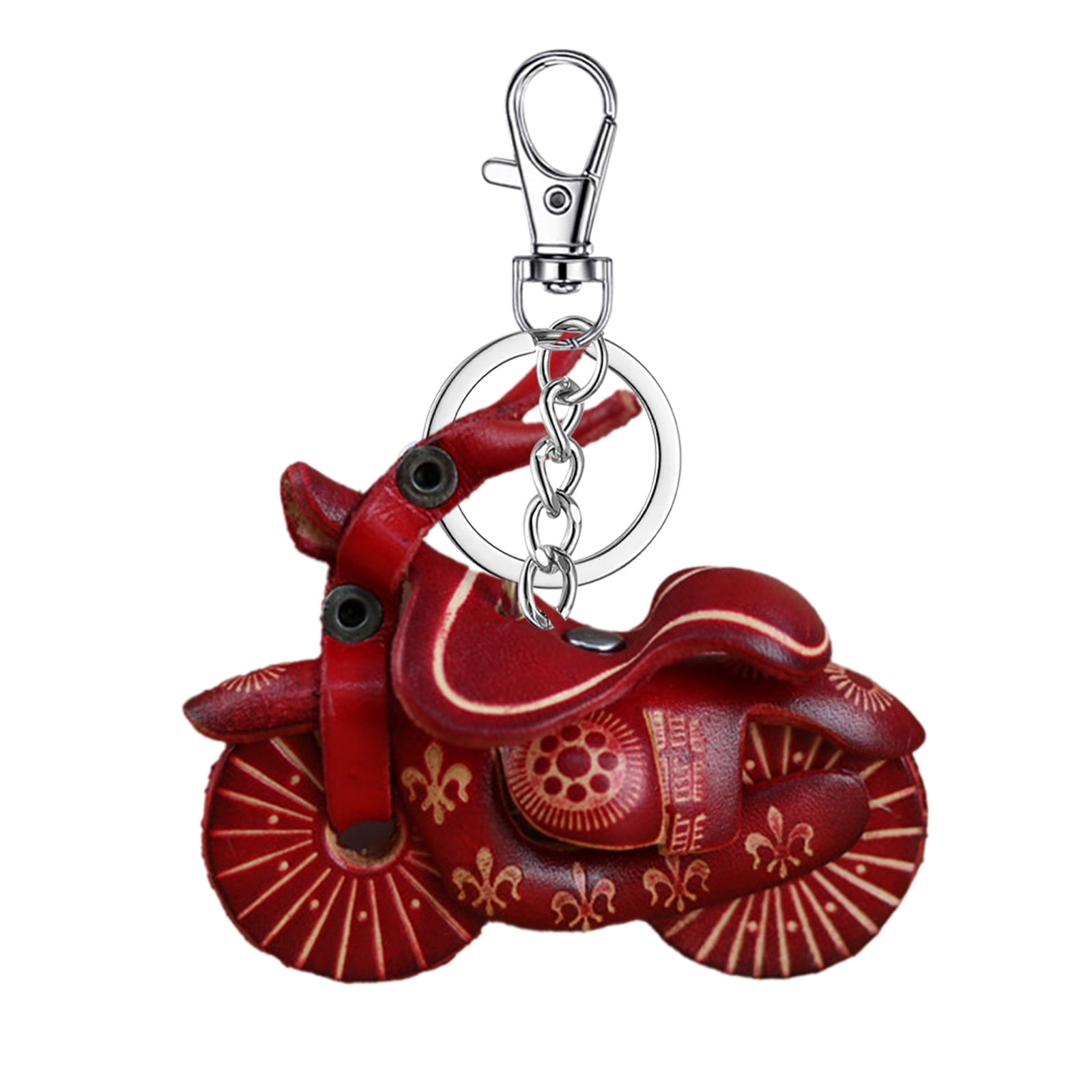 Red Cowhide Mini Motorcycle Shaped Keychain，Personalized Hanging ...