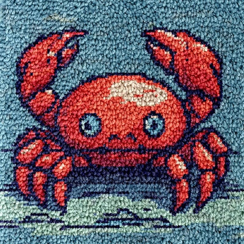 Red Crab Small Size Mini Rug Latch Hook Kits Rug DIY Cushion Tapestry ...