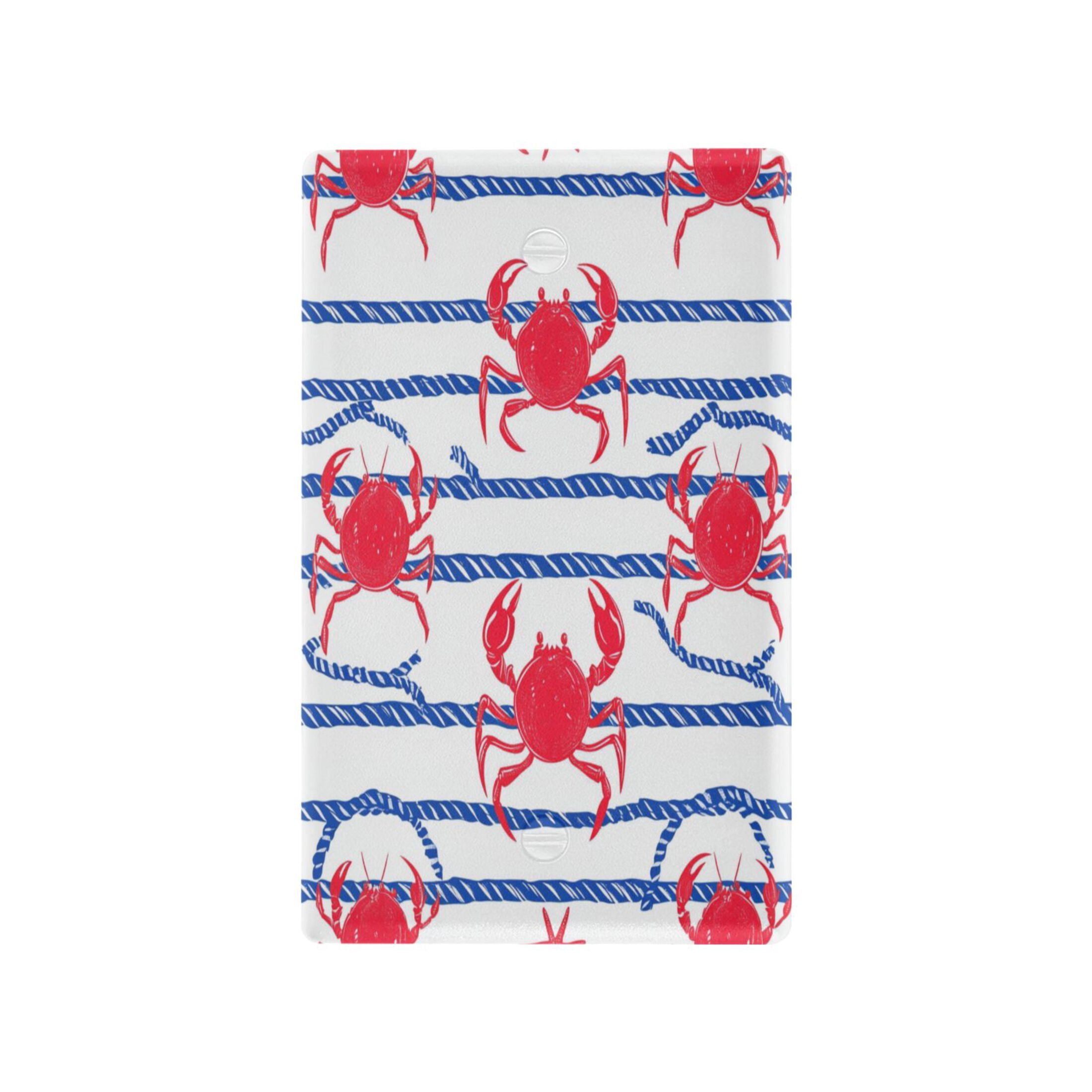 Red Crabs and Blue Stripes Light Switch Cover Switch Plate Outlet Cover ...