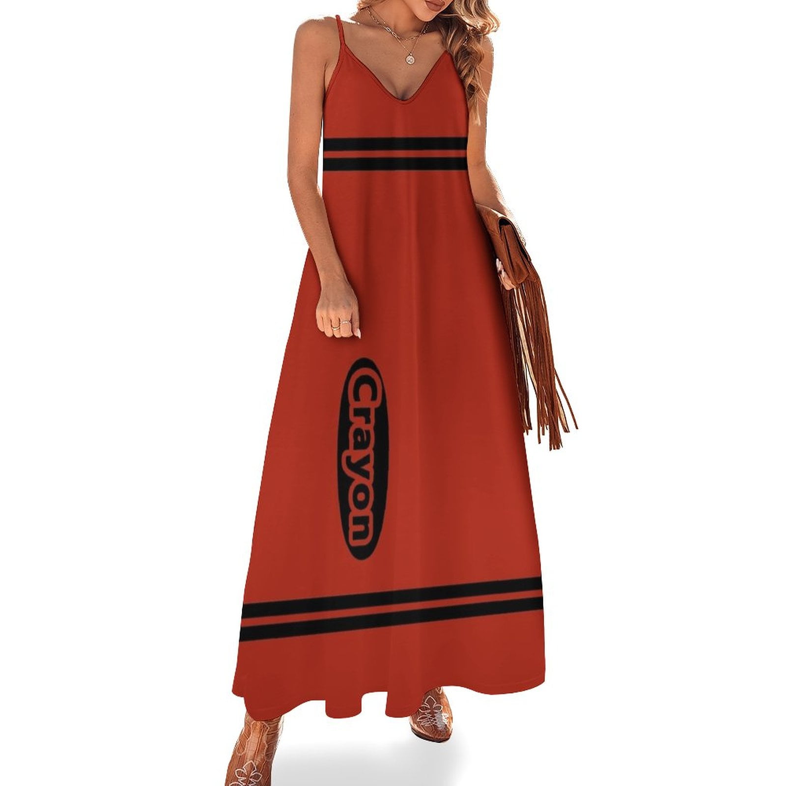 Red Crayon Costume Sleeveless Dress elegant chic wedding evening ...