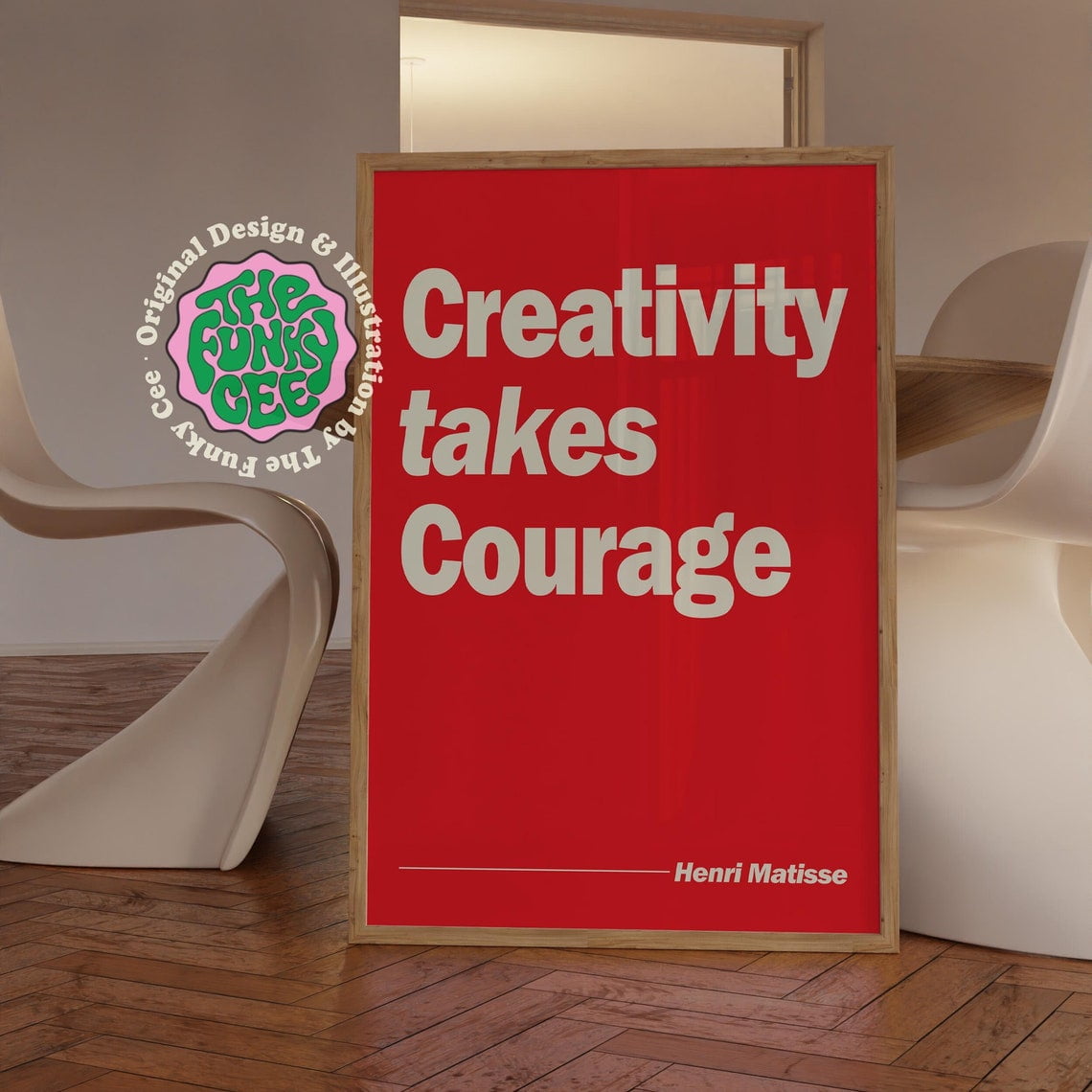 Red Creativity Quotes Digital Print Trendy Wall Art Retro Poster ...